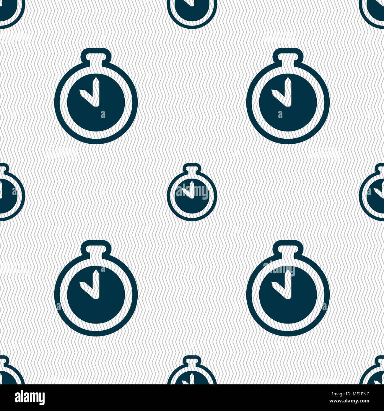 The stopwatch icon sign. Seamless pattern with geometric texture ...