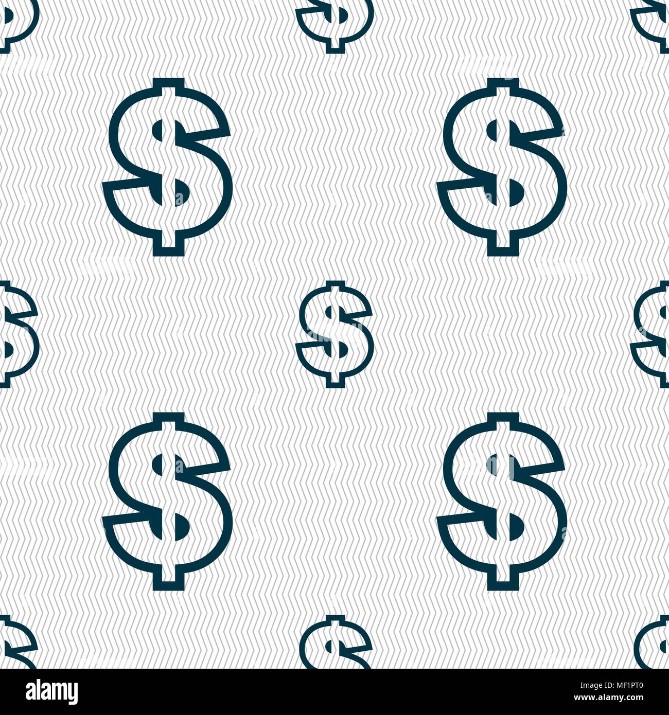 Dollar icon sign. Seamless pattern with geometric texture. Vector ...