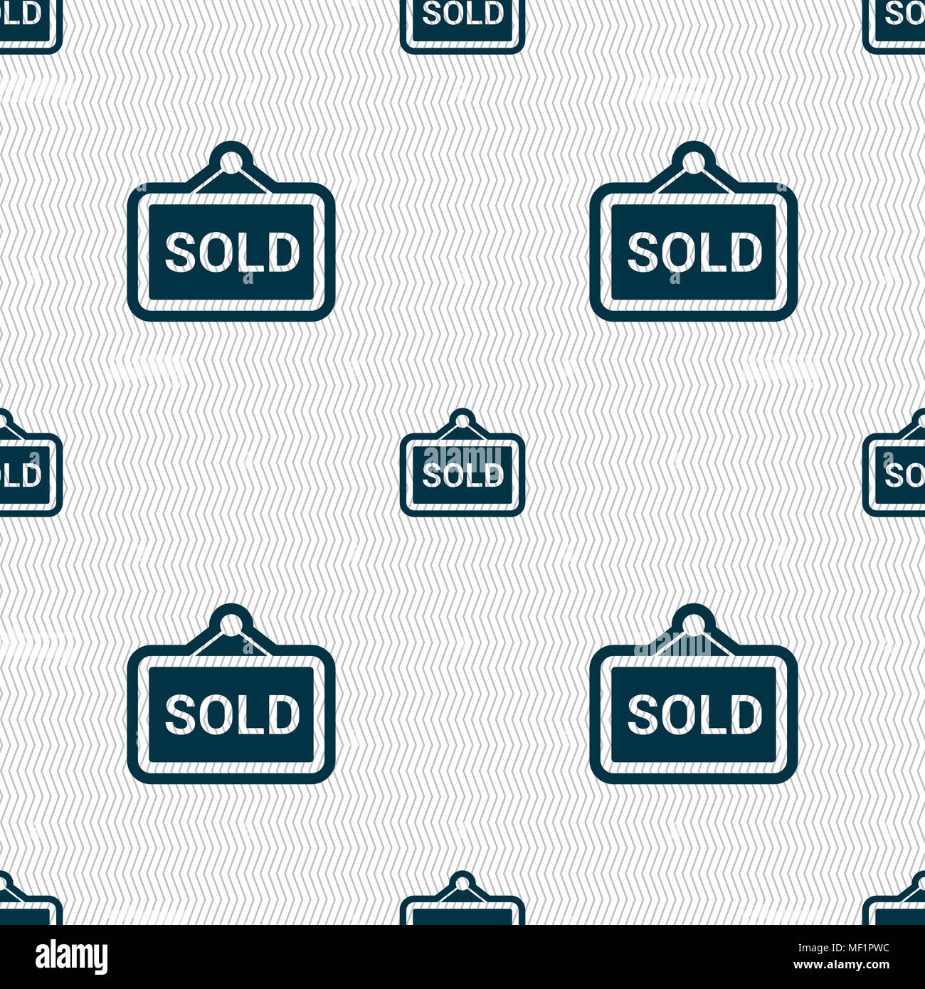 Sold icon sign. Seamless pattern with geometric texture. Vector ...