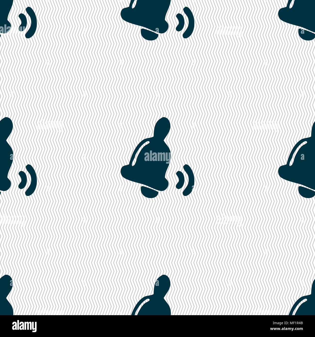 Bell icon sign. Seamless pattern with geometric texture. Vector ...