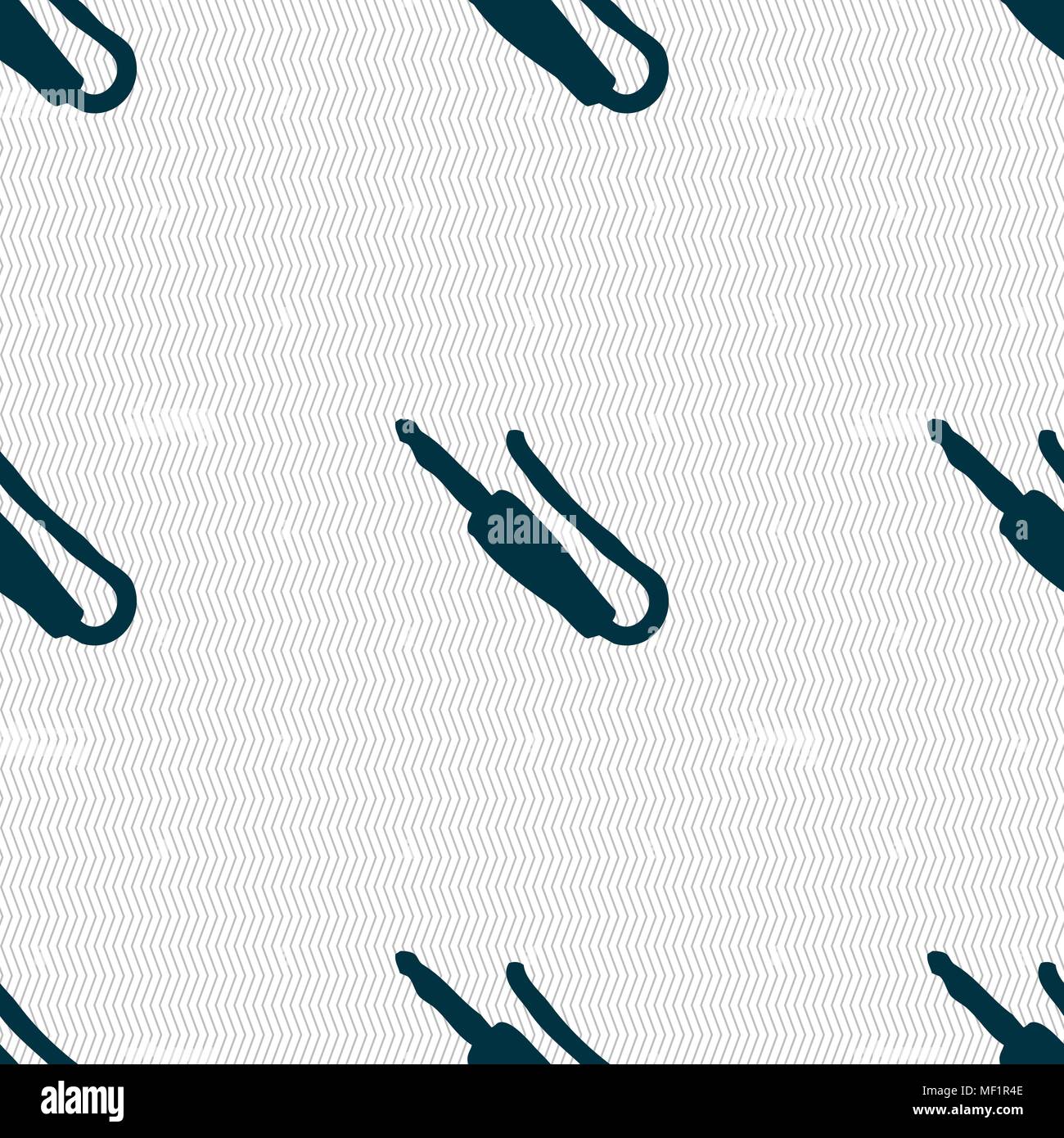 plug, mini jack icon sign. Seamless pattern with geometric texture ...