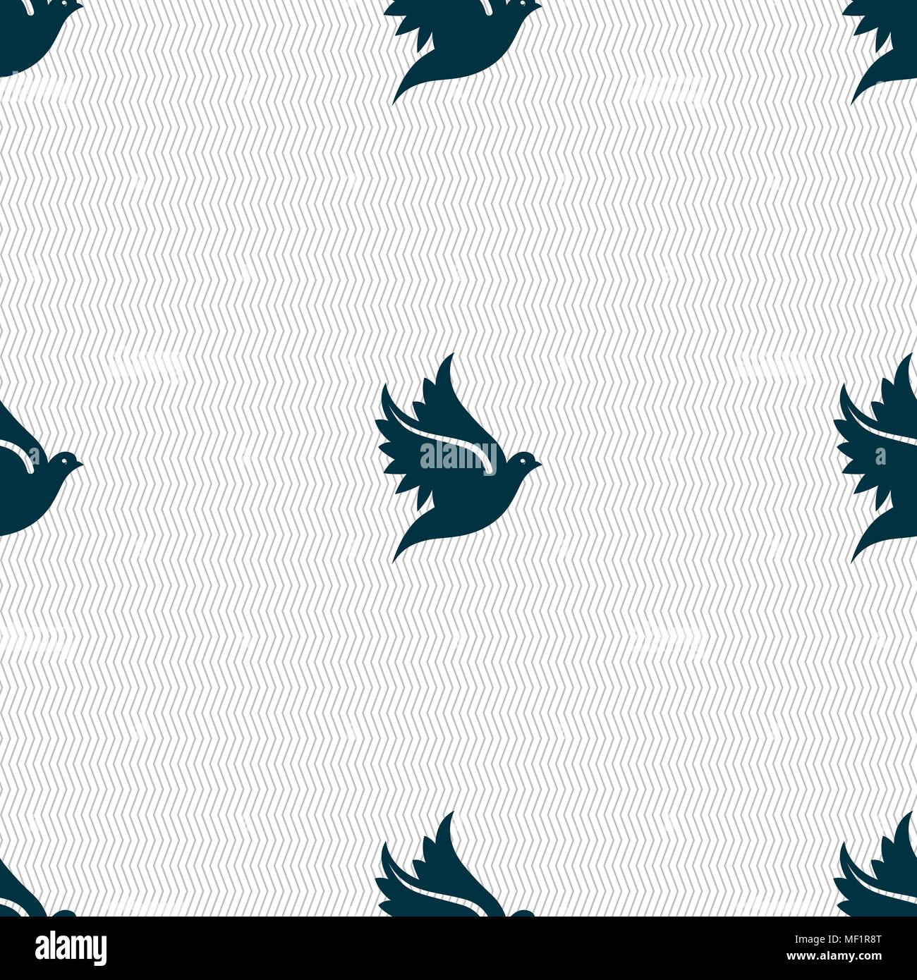 Dove icon sign. Seamless pattern with geometric texture. Vector ...