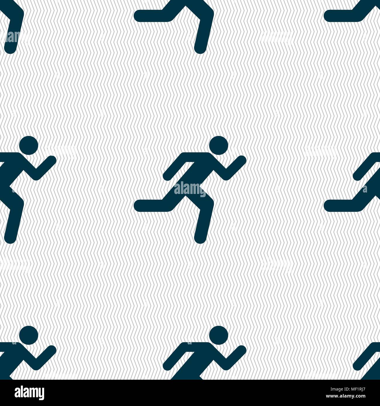 running man icon sign. Seamless pattern with geometric texture. Vector ...