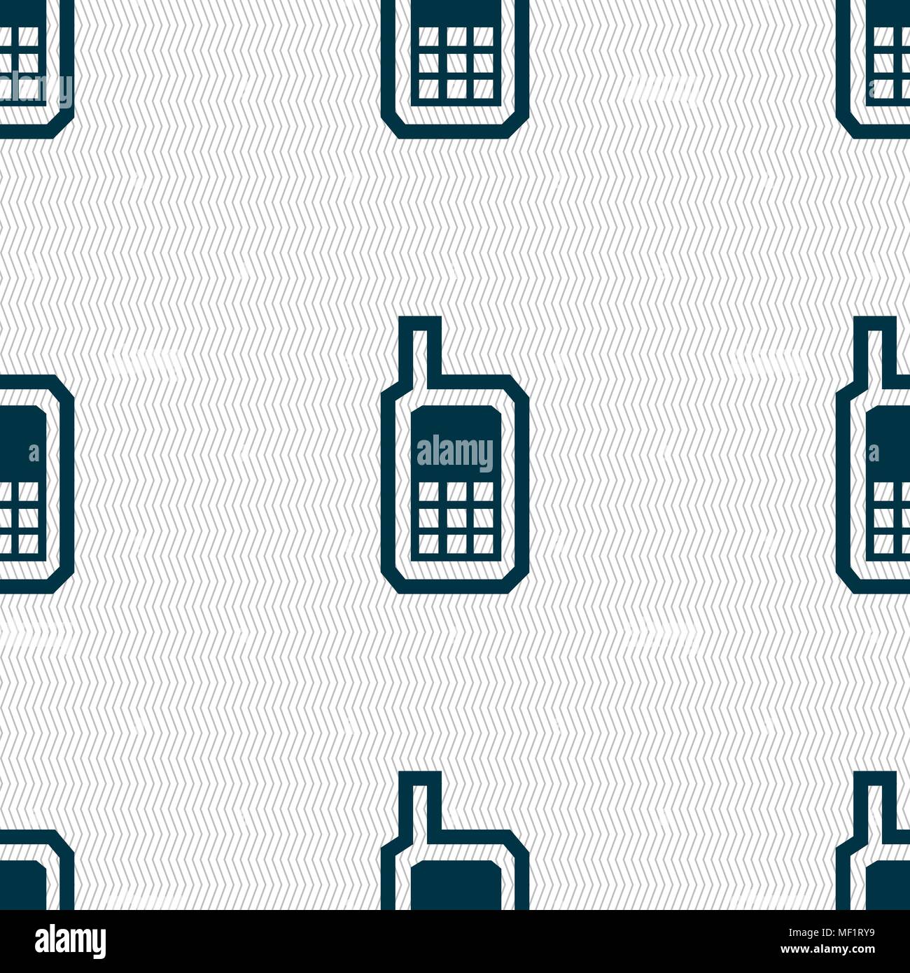 Mobile phone icon sign. Seamless pattern with geometric texture. Vector ...