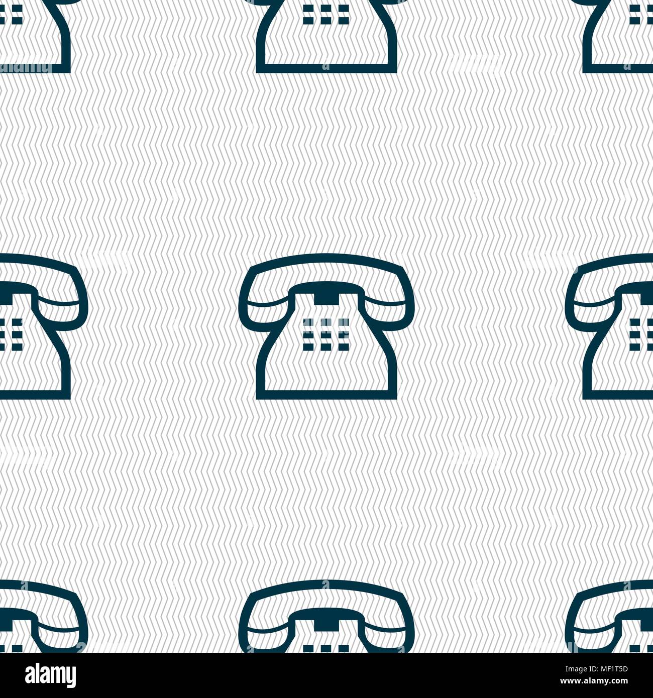 retro telephone handset icon sign. Seamless pattern with geometric ...