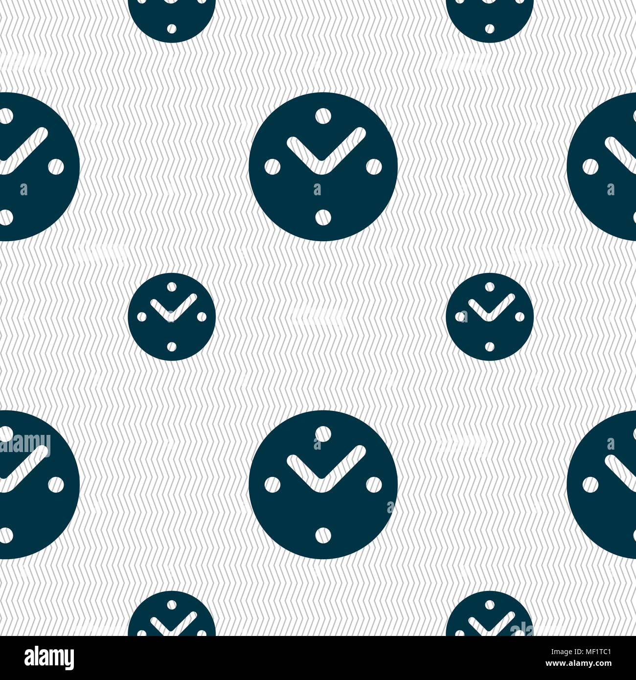 Mechanical Clock icon sign. Seamless pattern with geometric texture ...