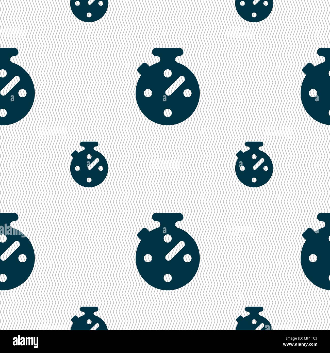 Timer, stopwatch icon sign. Seamless pattern with geometric texture ...