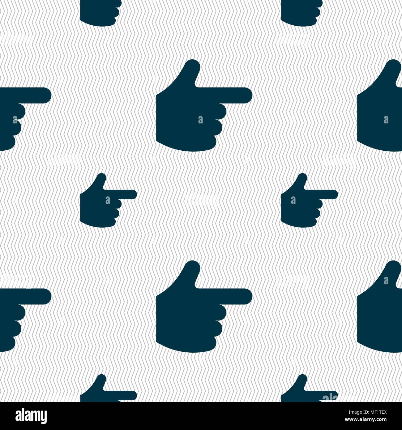 pointing hand icon sign. Seamless pattern with geometric texture ...