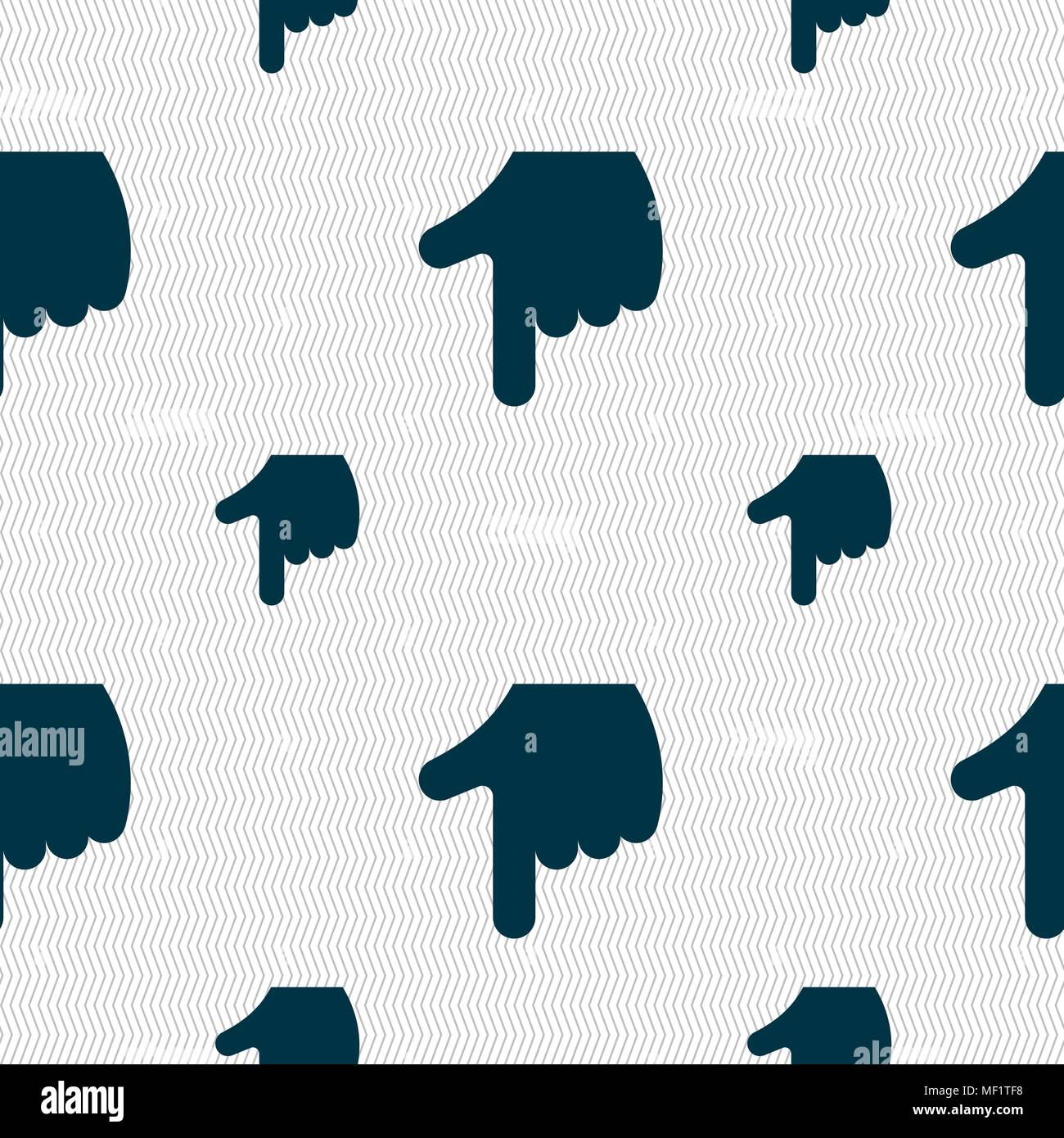 pointing hand icon sign. Seamless pattern with geometric texture ...
