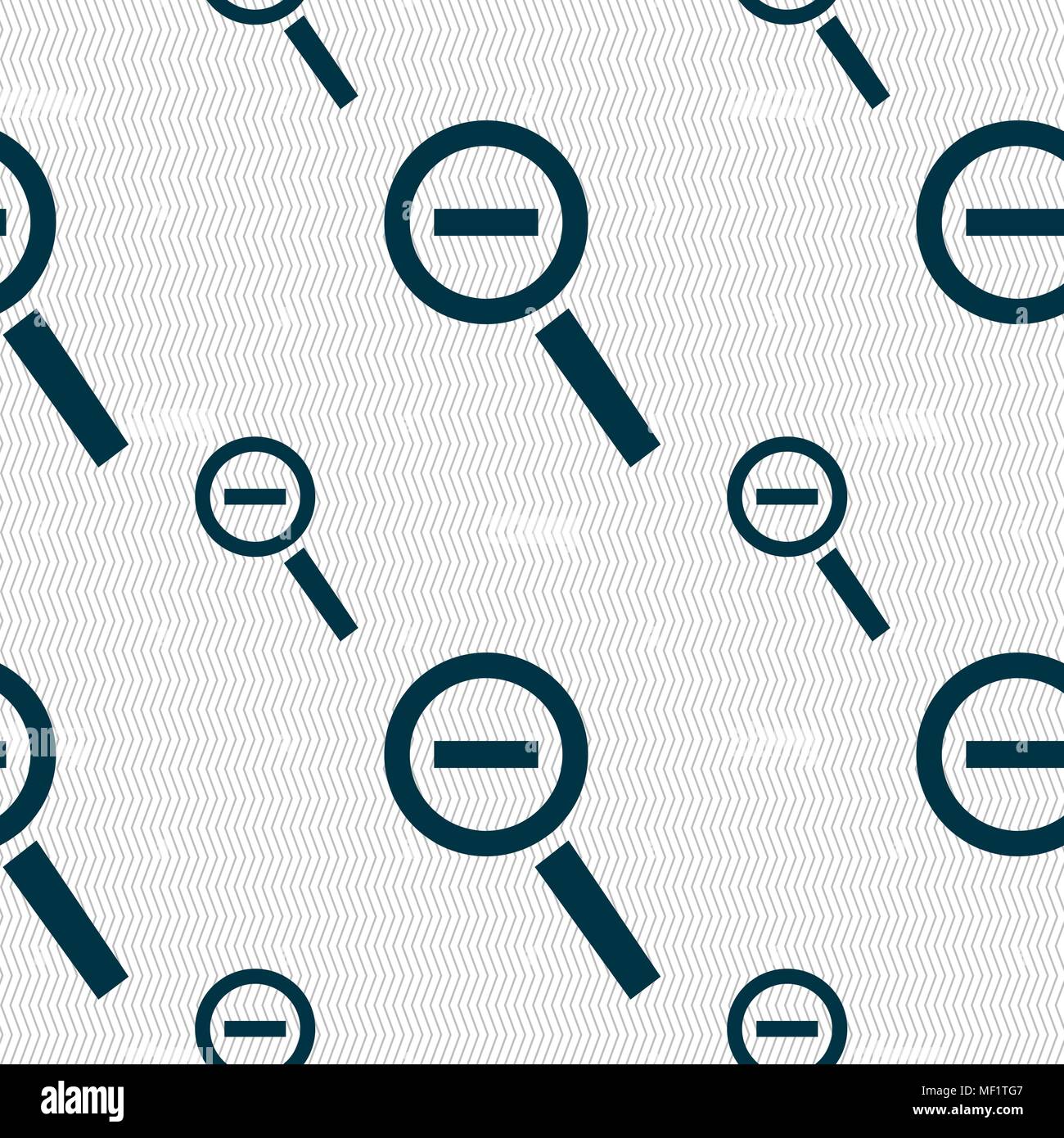 Magnifier glass, Zoom tool icon sign. Seamless pattern with geometric ...