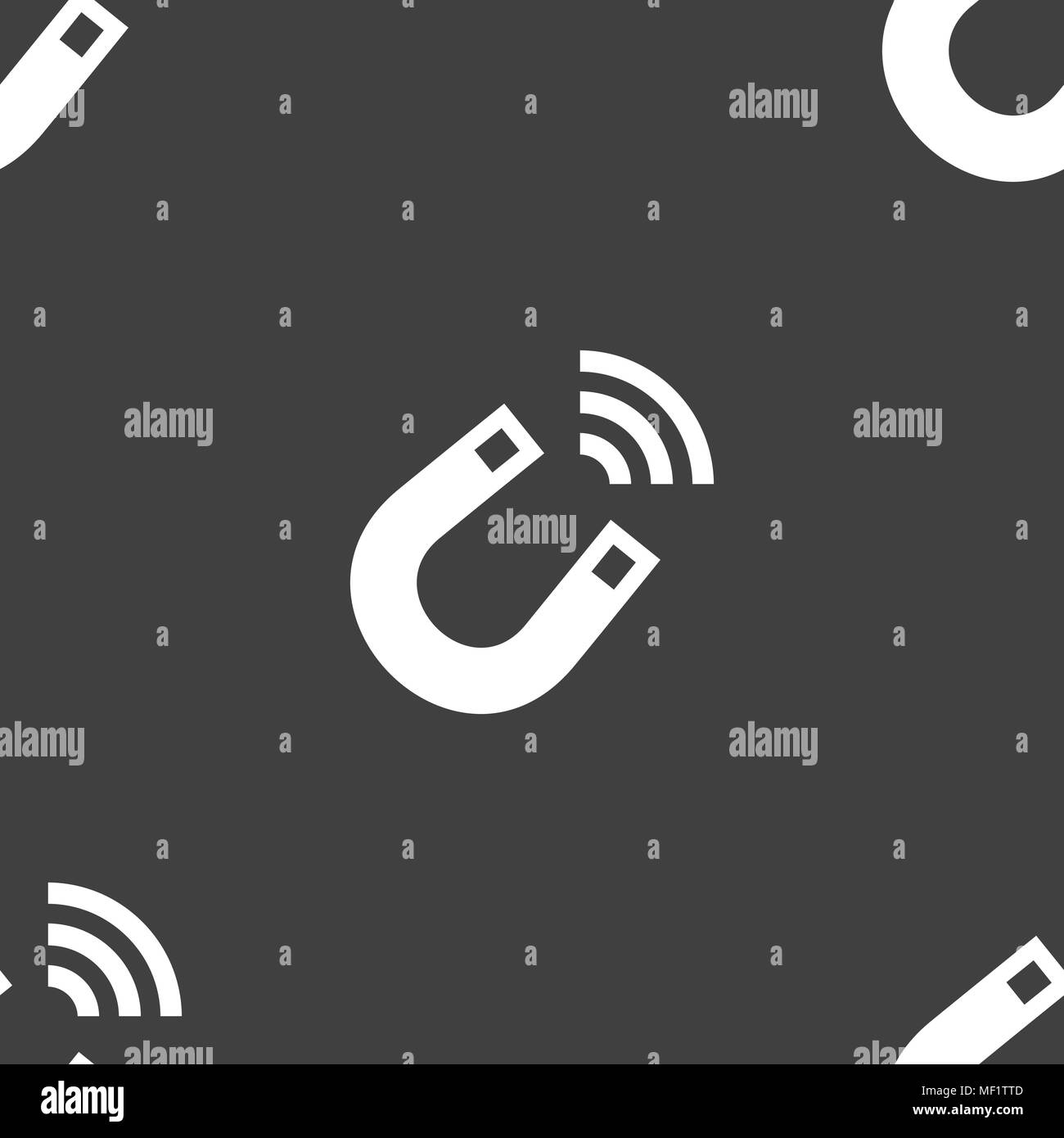 Magnet icon sign. Seamless pattern on a gray background. Vector ...