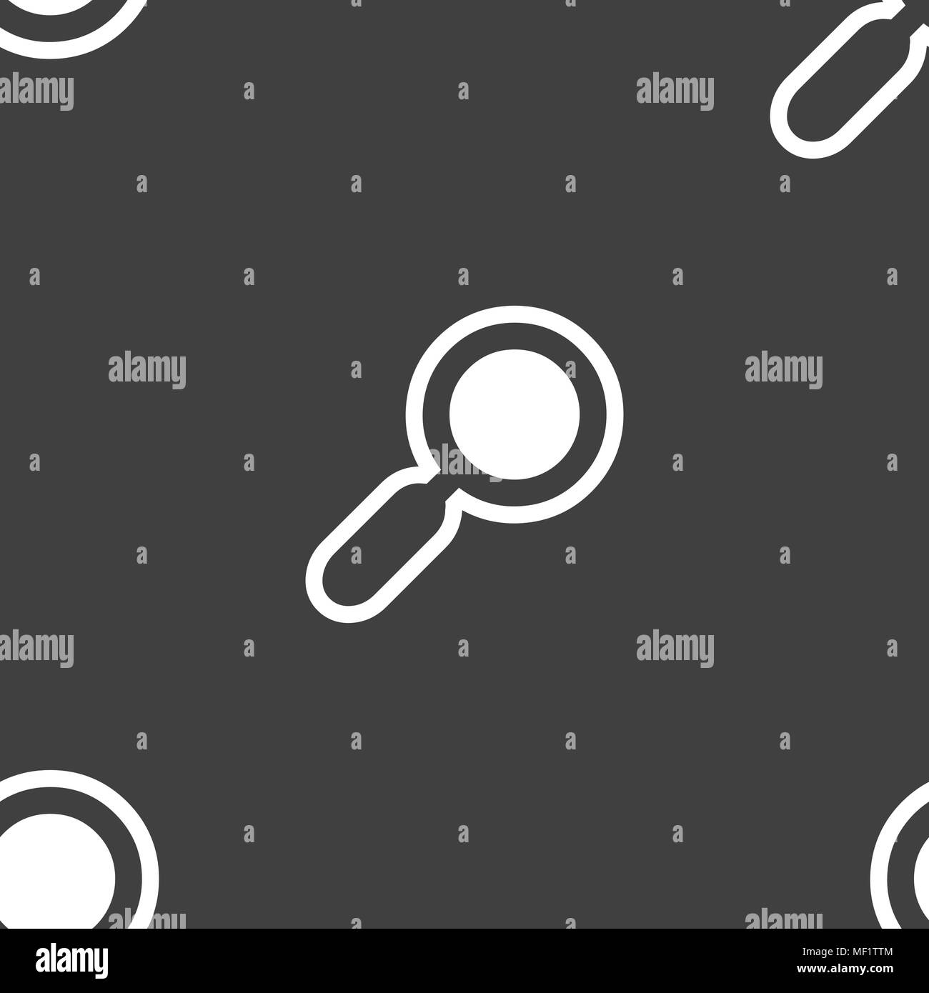 magnifying glass, zoom icon sign. Seamless pattern on a gray background ...
