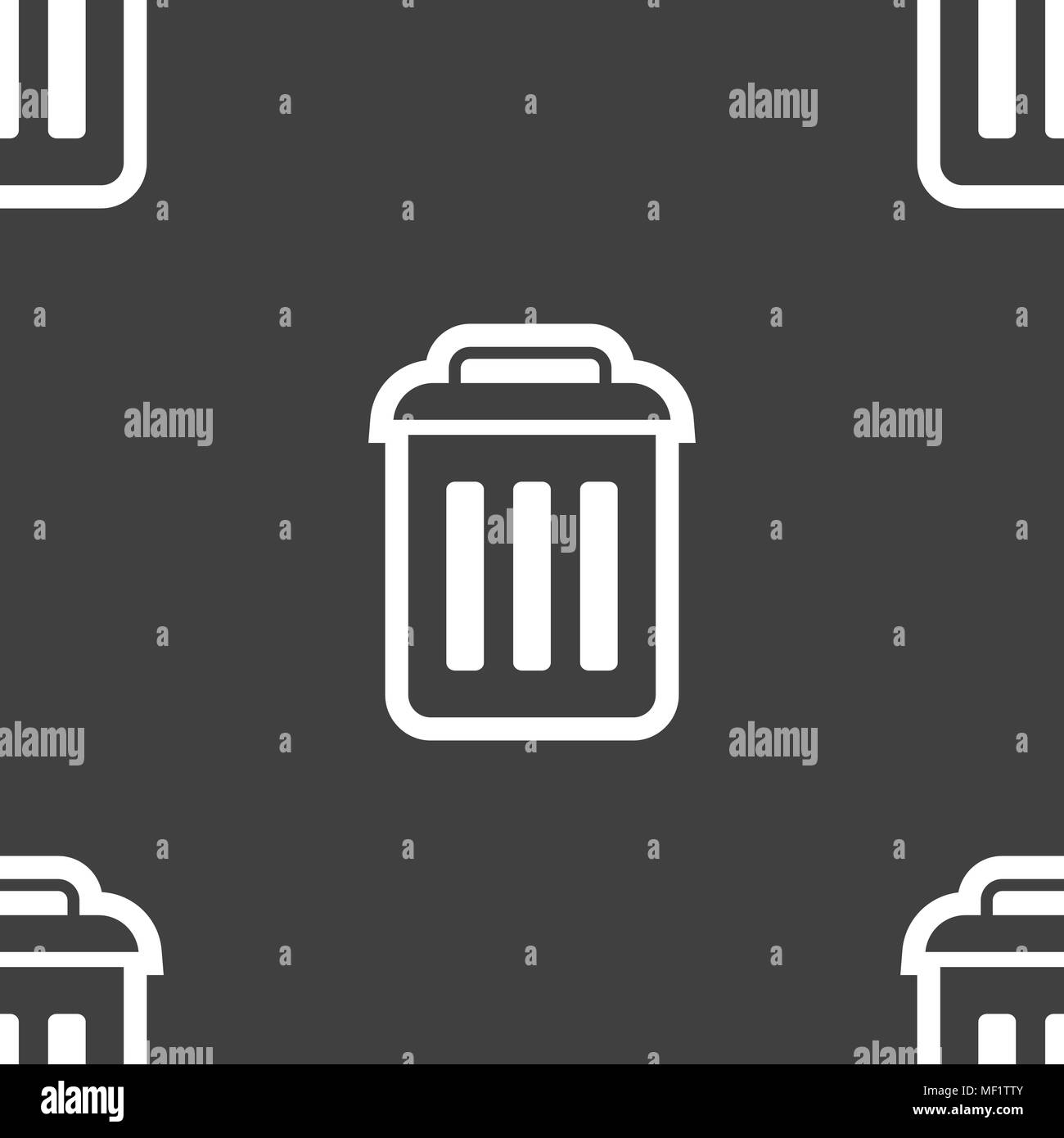 the trash icon sign. Seamless pattern on a gray background. Vector ...