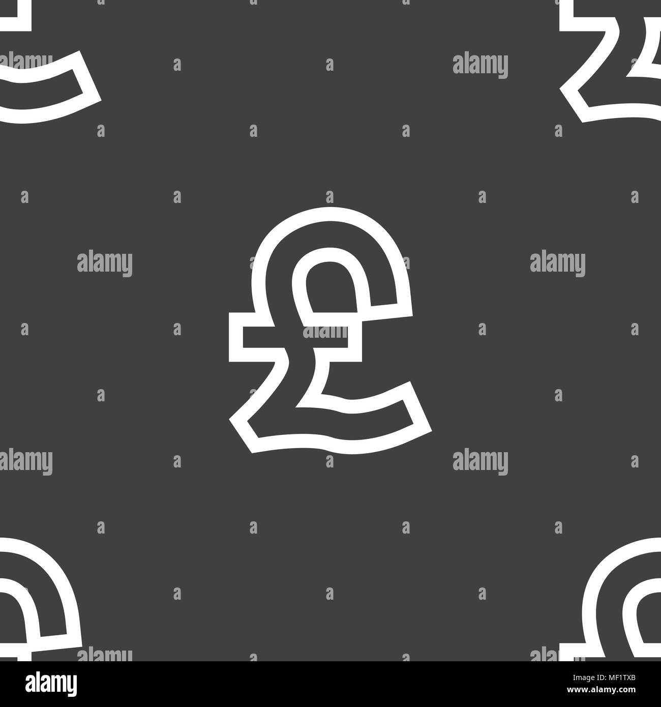 Pound Sterling icon sign. Seamless pattern on a gray background. Vector ...