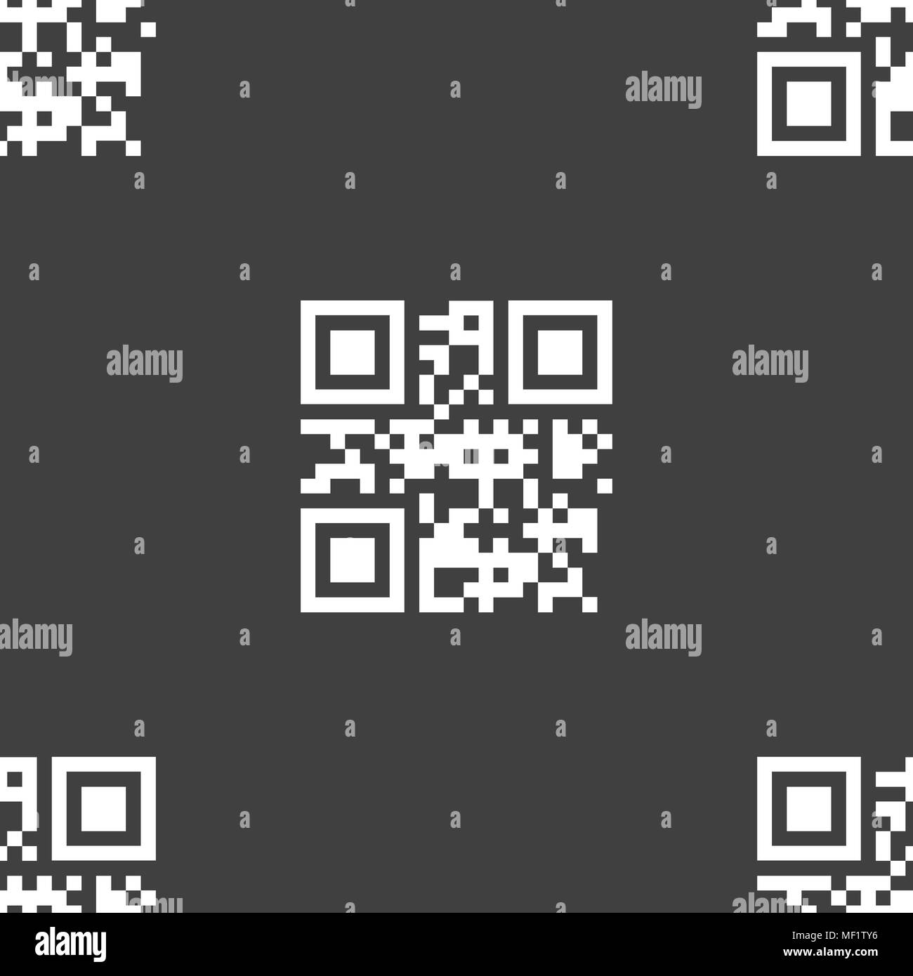 Qr code icon sign. Seamless pattern on a gray background. Vector ...