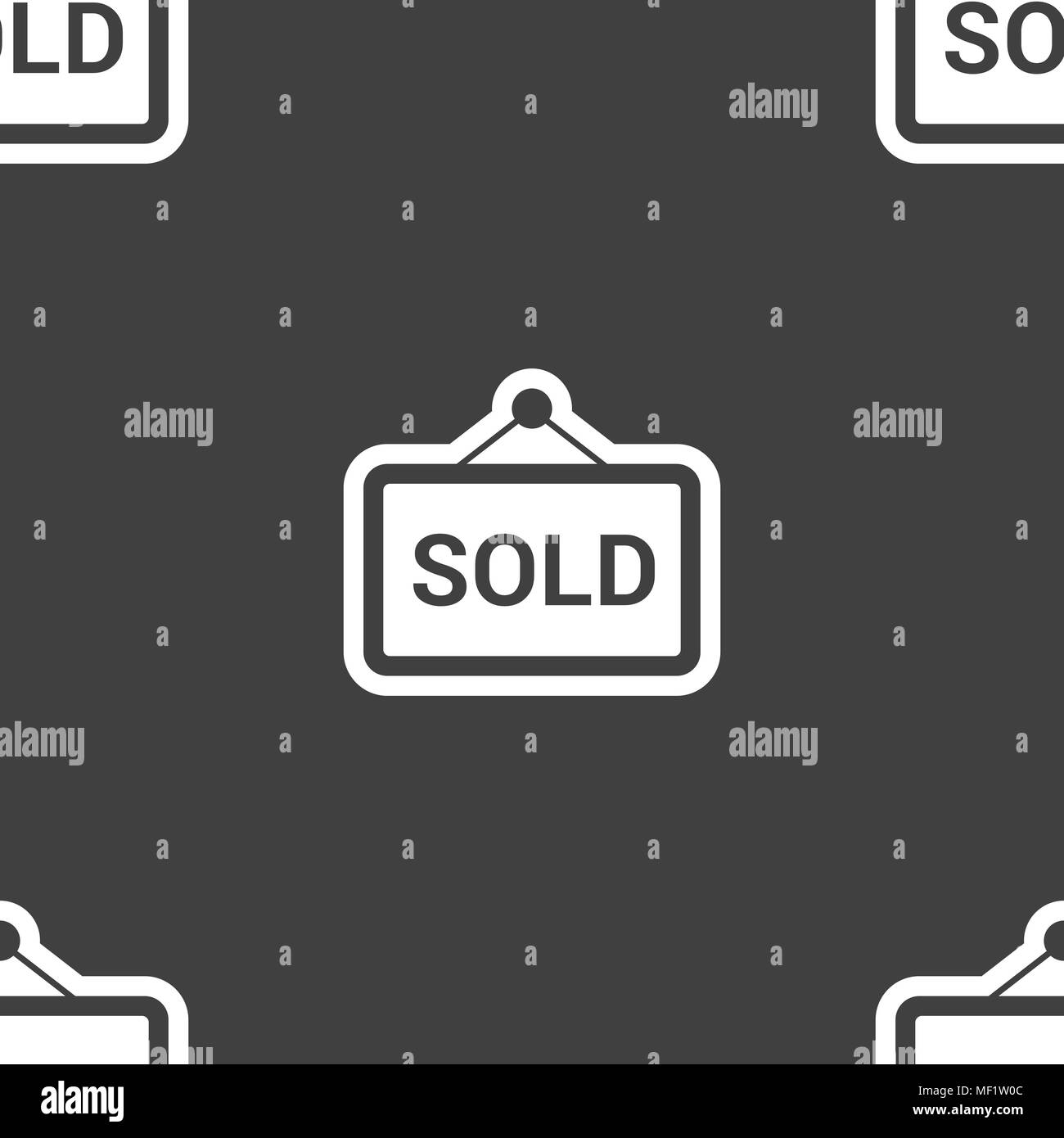 Sold icon sign. Seamless pattern on a gray background. Vector ...