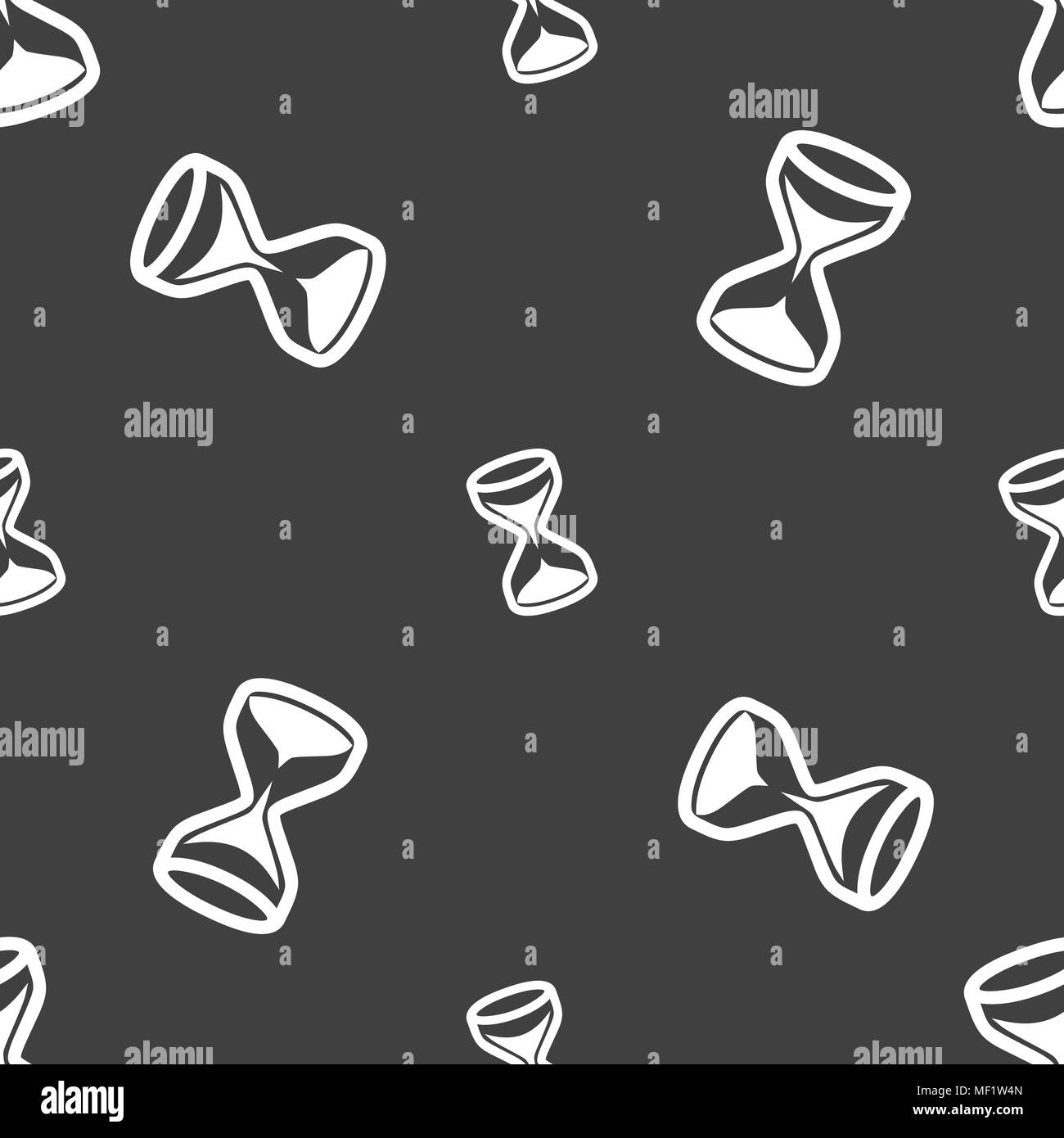hourglass icon sign. Seamless pattern on a gray background. Vector ...