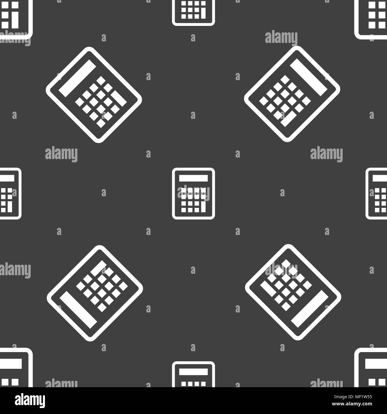 Calculator icon sign. Seamless pattern on a gray background. Vector ...