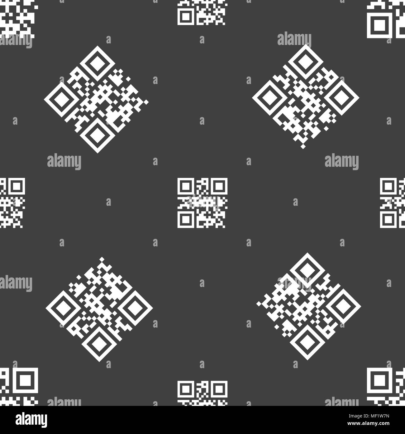 Qr code icon sign. Seamless pattern on a gray background. Vector ...
