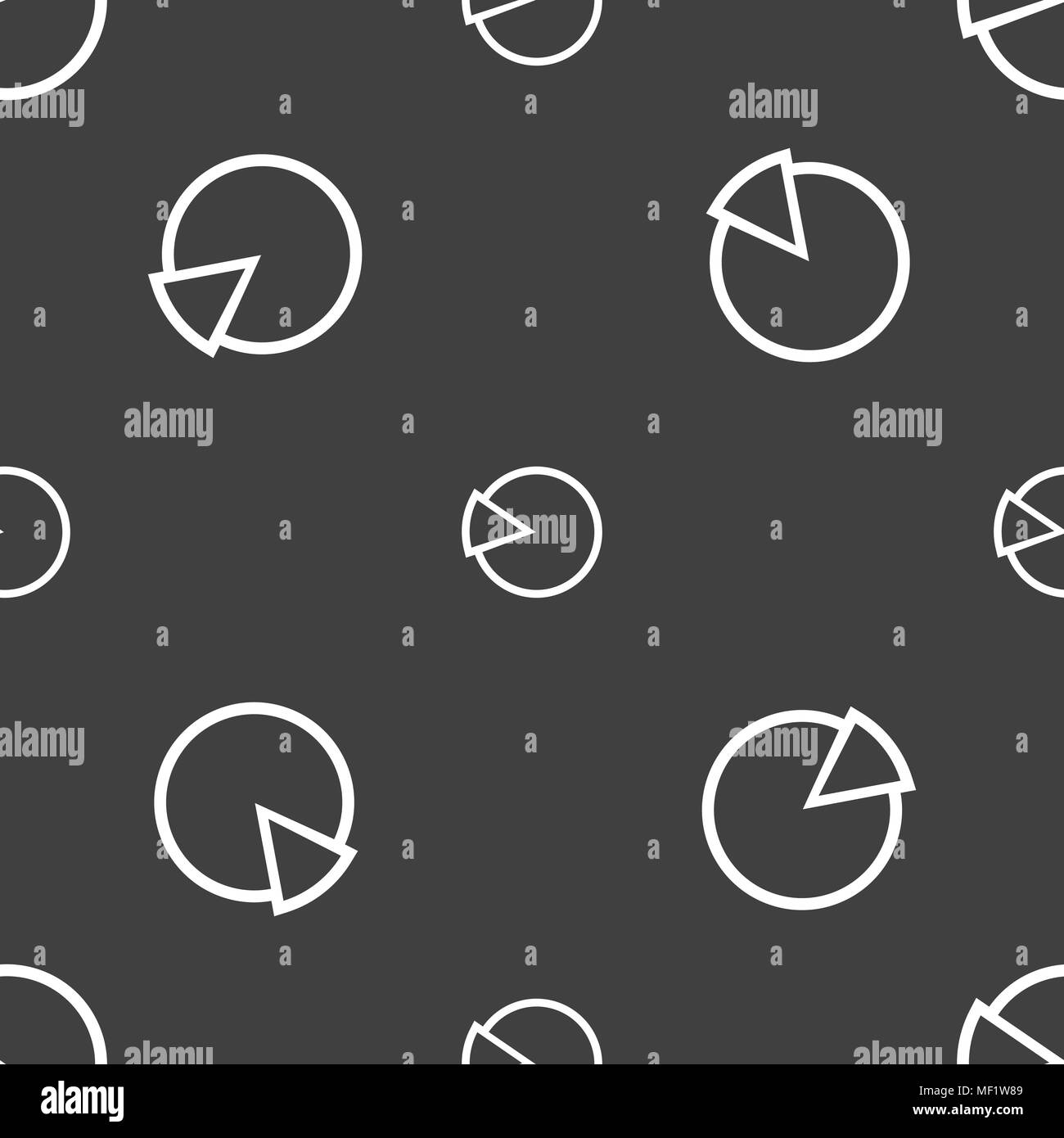 Pie chart graph icon sign. Seamless pattern on a gray background ...