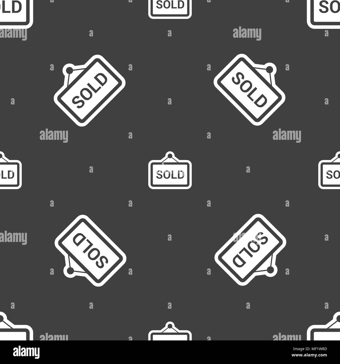 Sold icon sign. Seamless pattern on a gray background. Vector ...