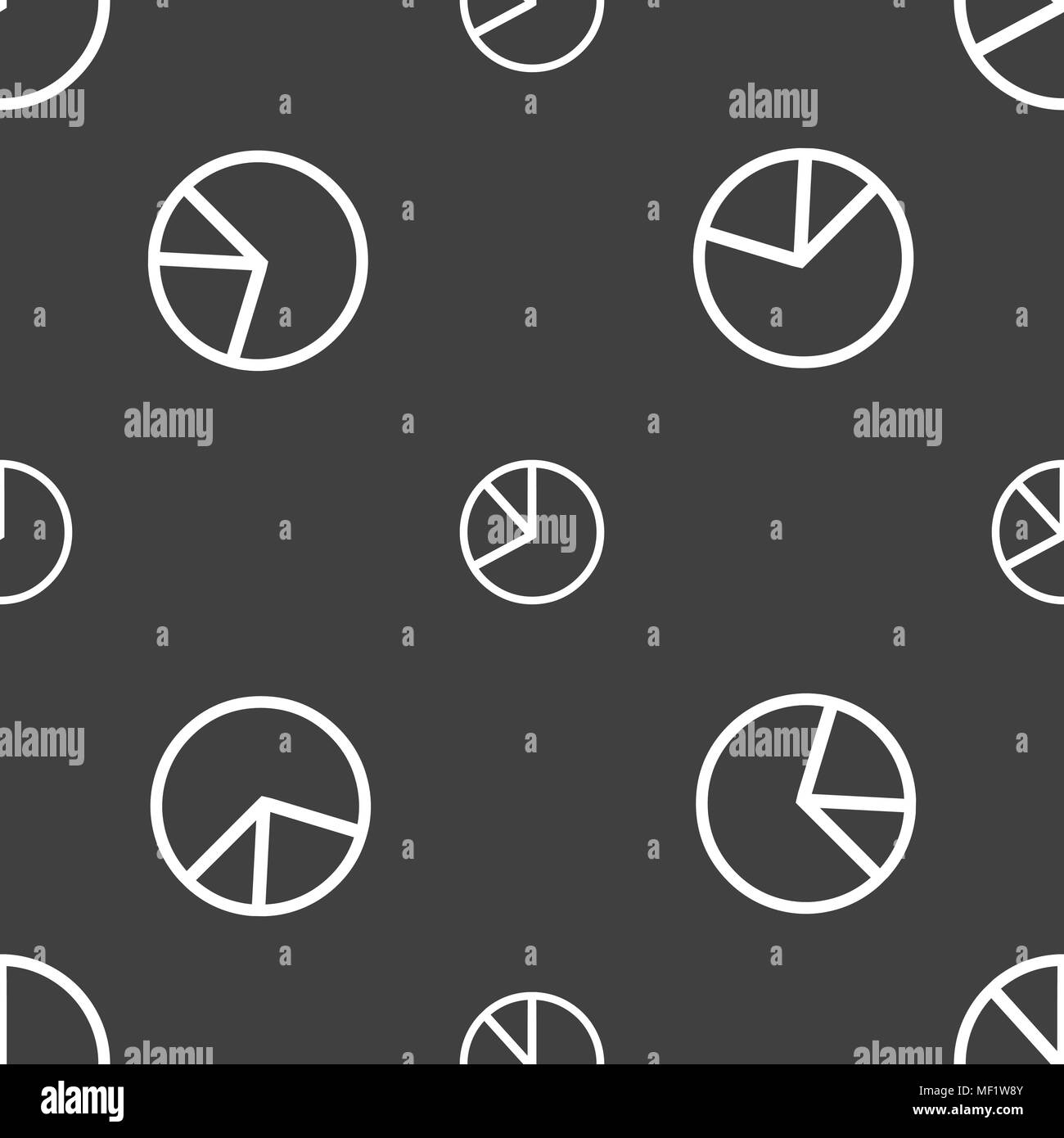 Pie chart graph icon sign. Seamless pattern on a gray background ...