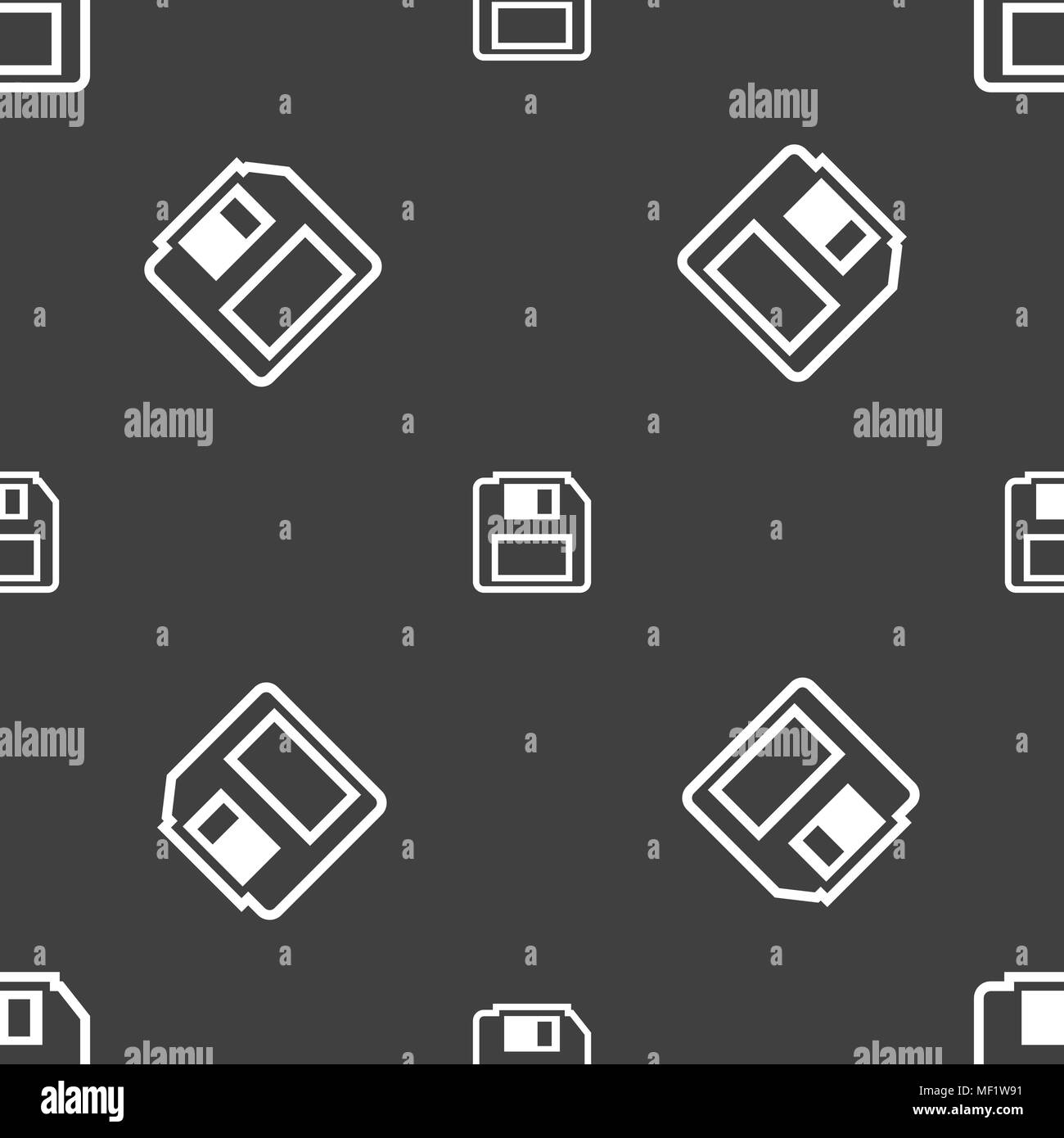 floppy disk icon sign. Seamless pattern on a gray background. Vector ...