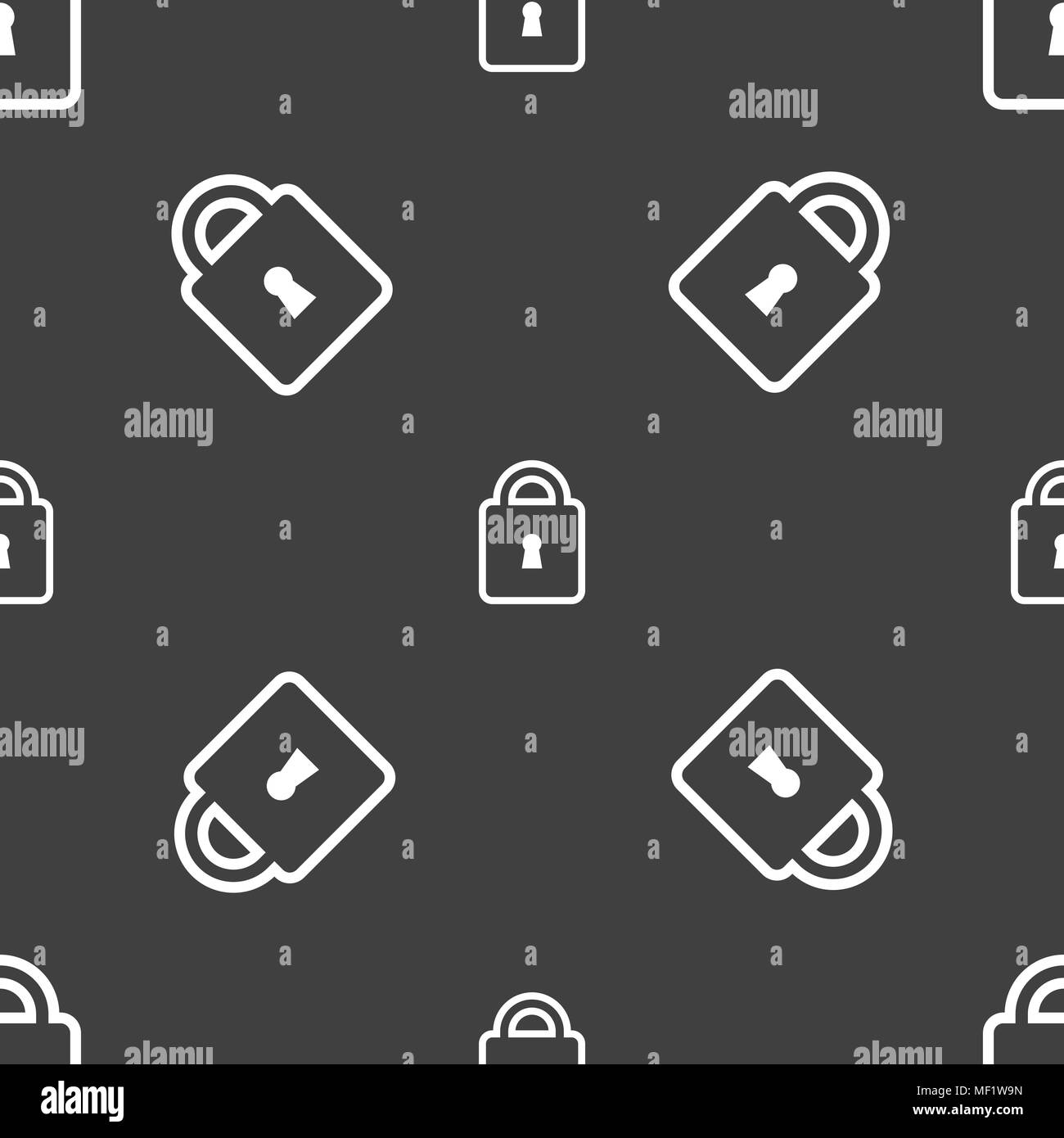 Lock icon sign. Seamless pattern on a gray background. Vector ...