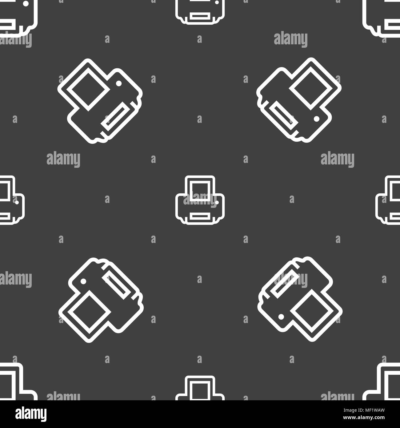 Printing icon sign. Seamless pattern on a gray background. Vector ...