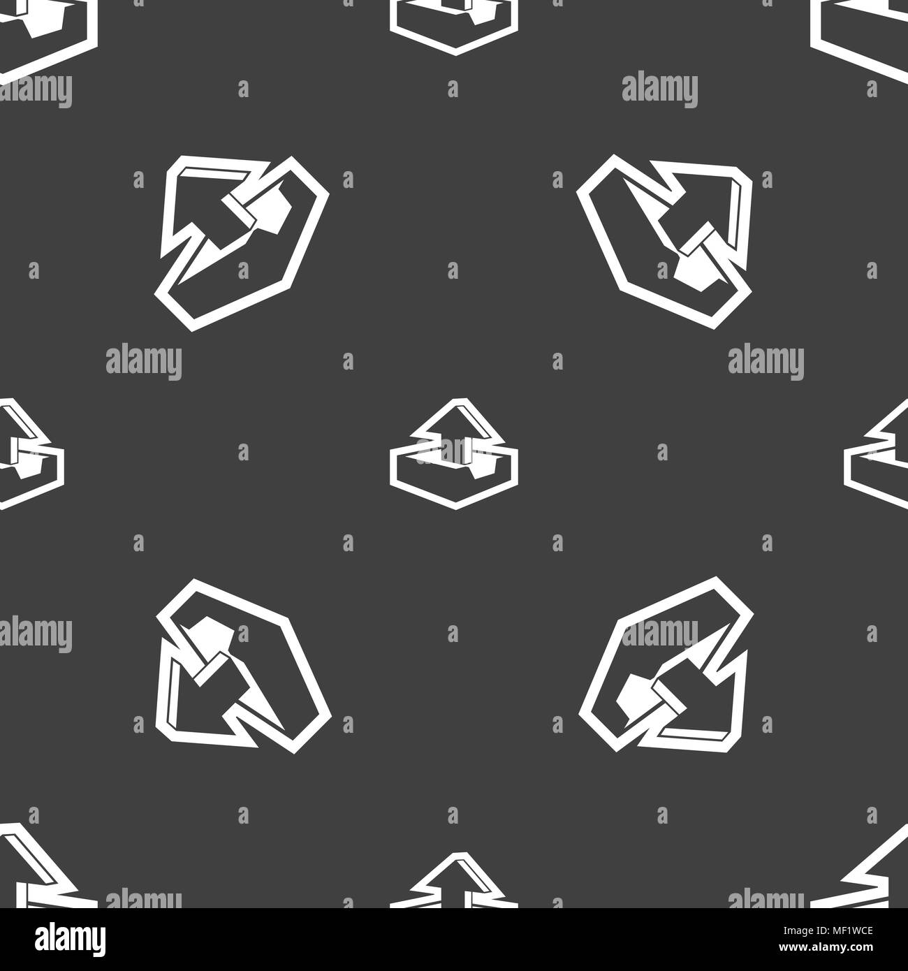 Upload icon sign. Seamless pattern on a gray background. Vector ...