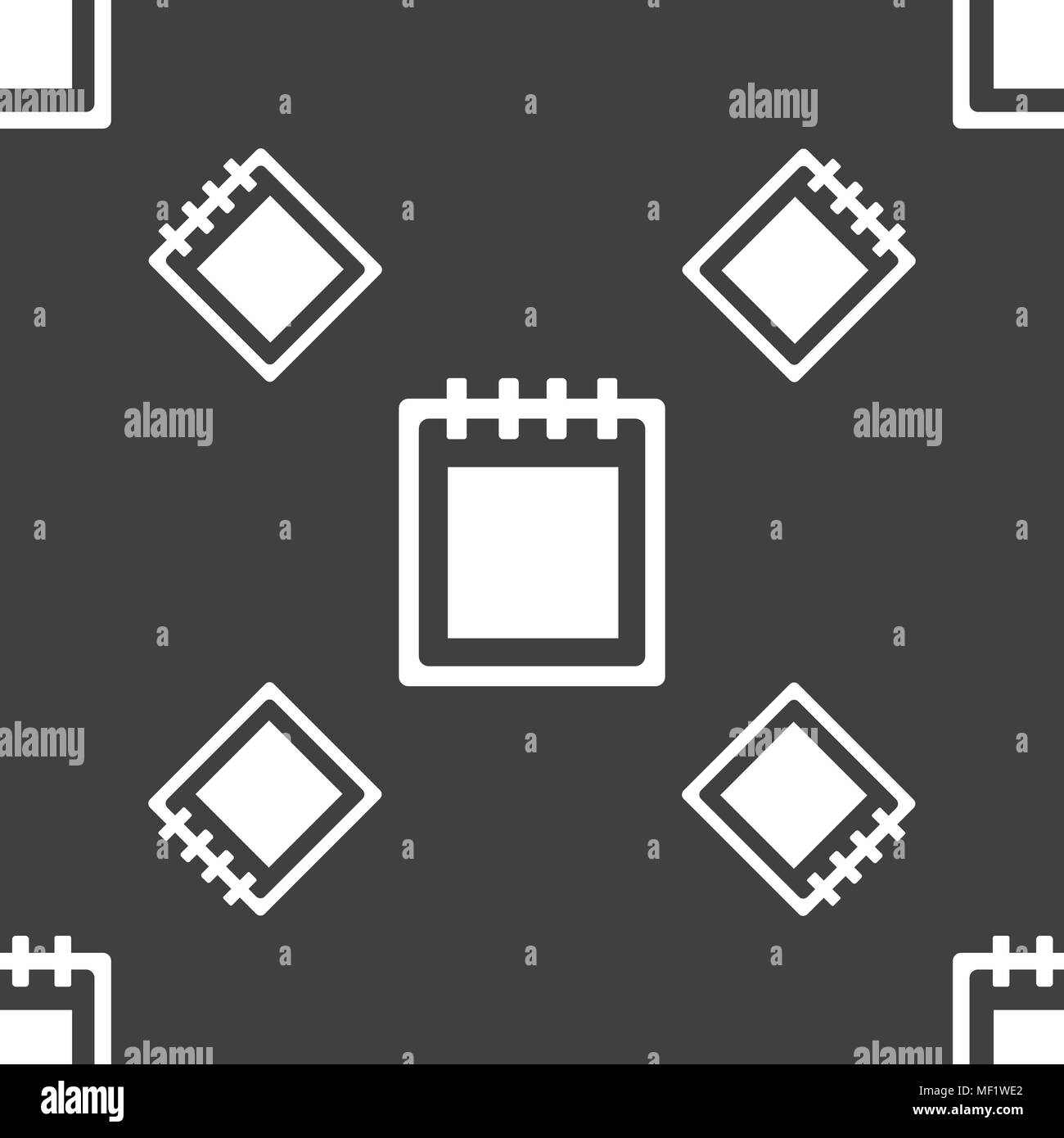Notepad icon sign. Seamless pattern on a gray background. Vector ...