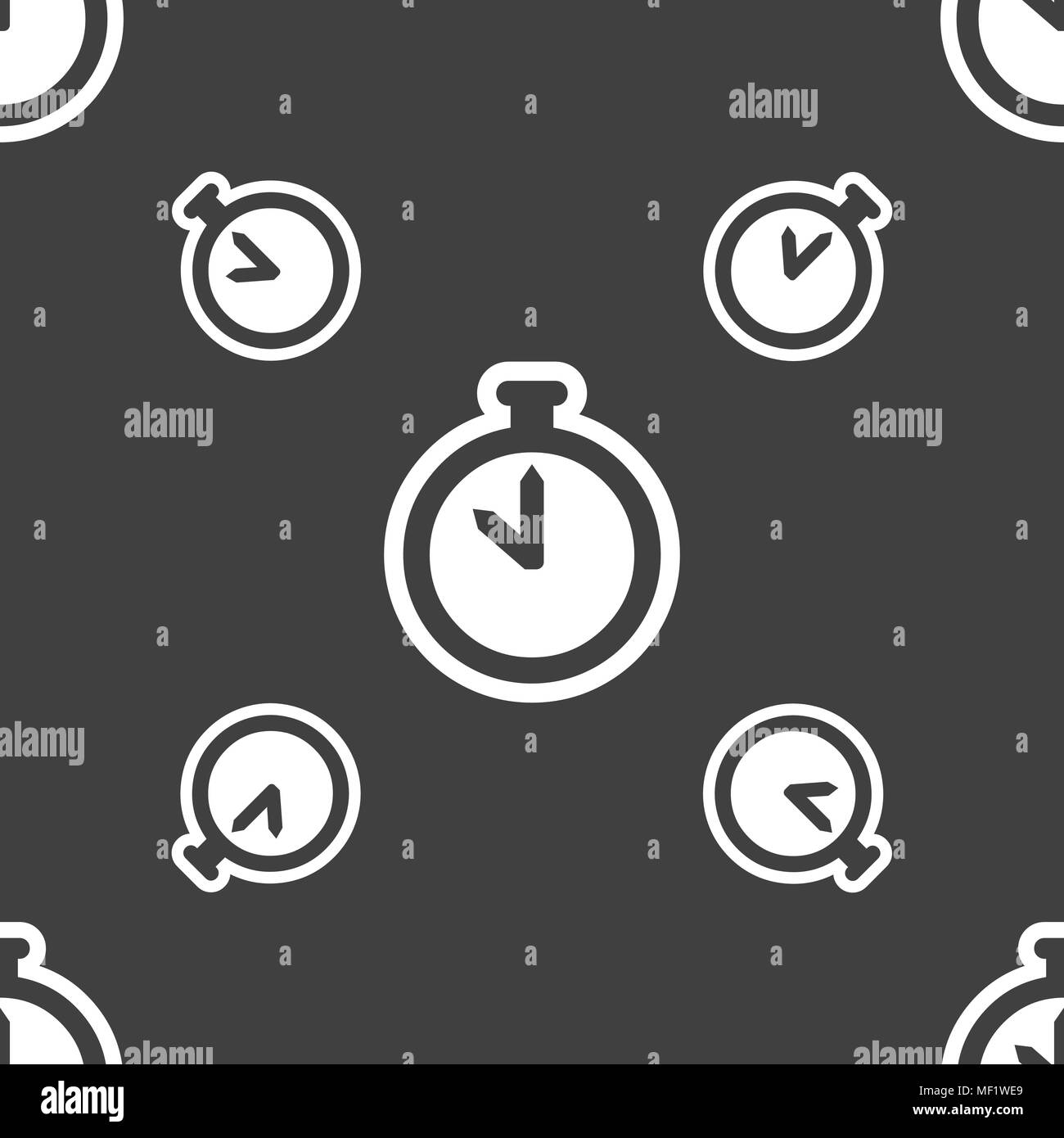 The stopwatch icon sign. Seamless pattern on a gray background. Vector ...