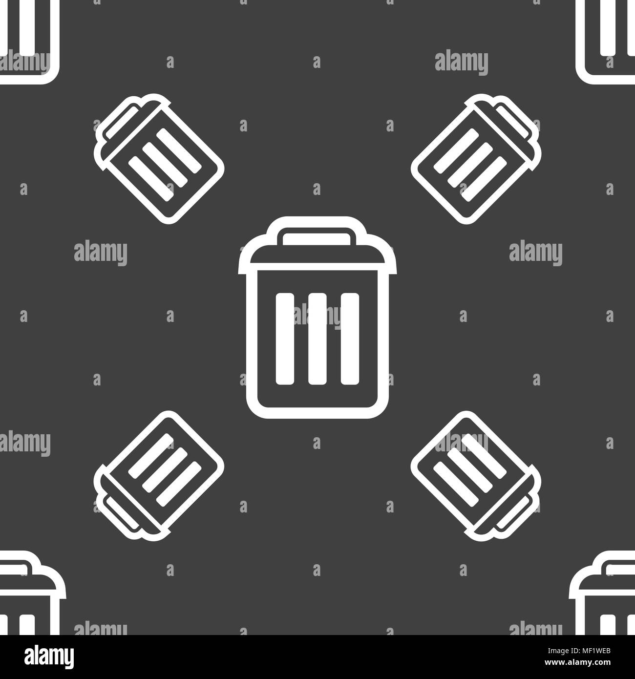 the trash icon sign. Seamless pattern on a gray background. Vector ...