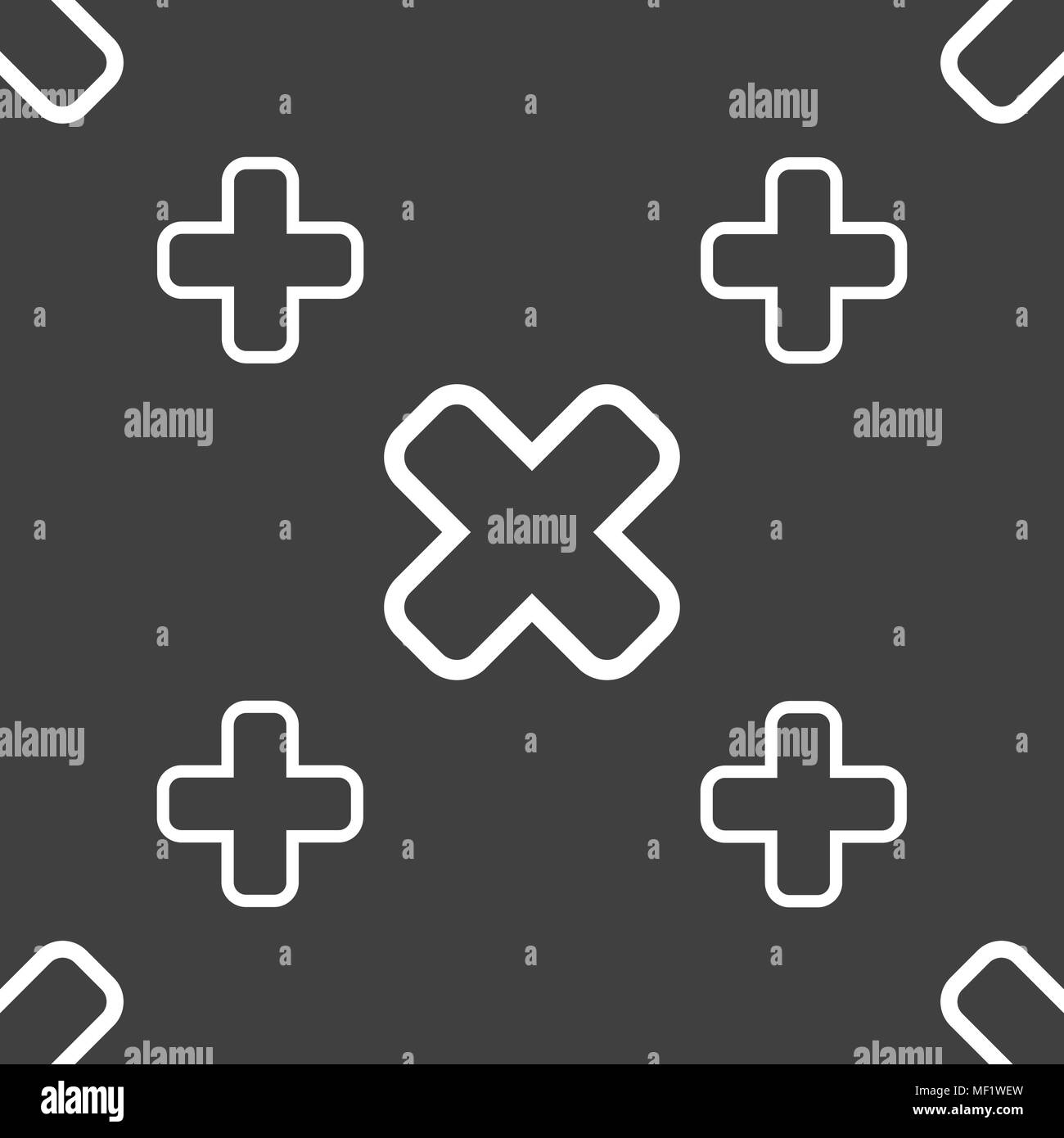 Cancel icon sign. Seamless pattern on a gray background. Vector ...