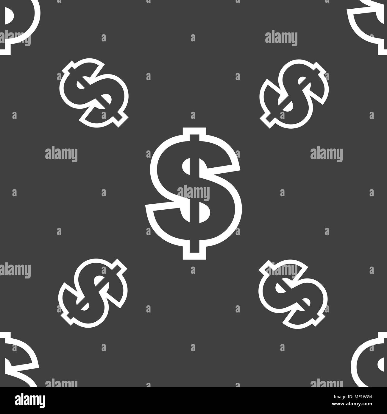 Dollar icon sign. Seamless pattern on a gray background. Vector ...