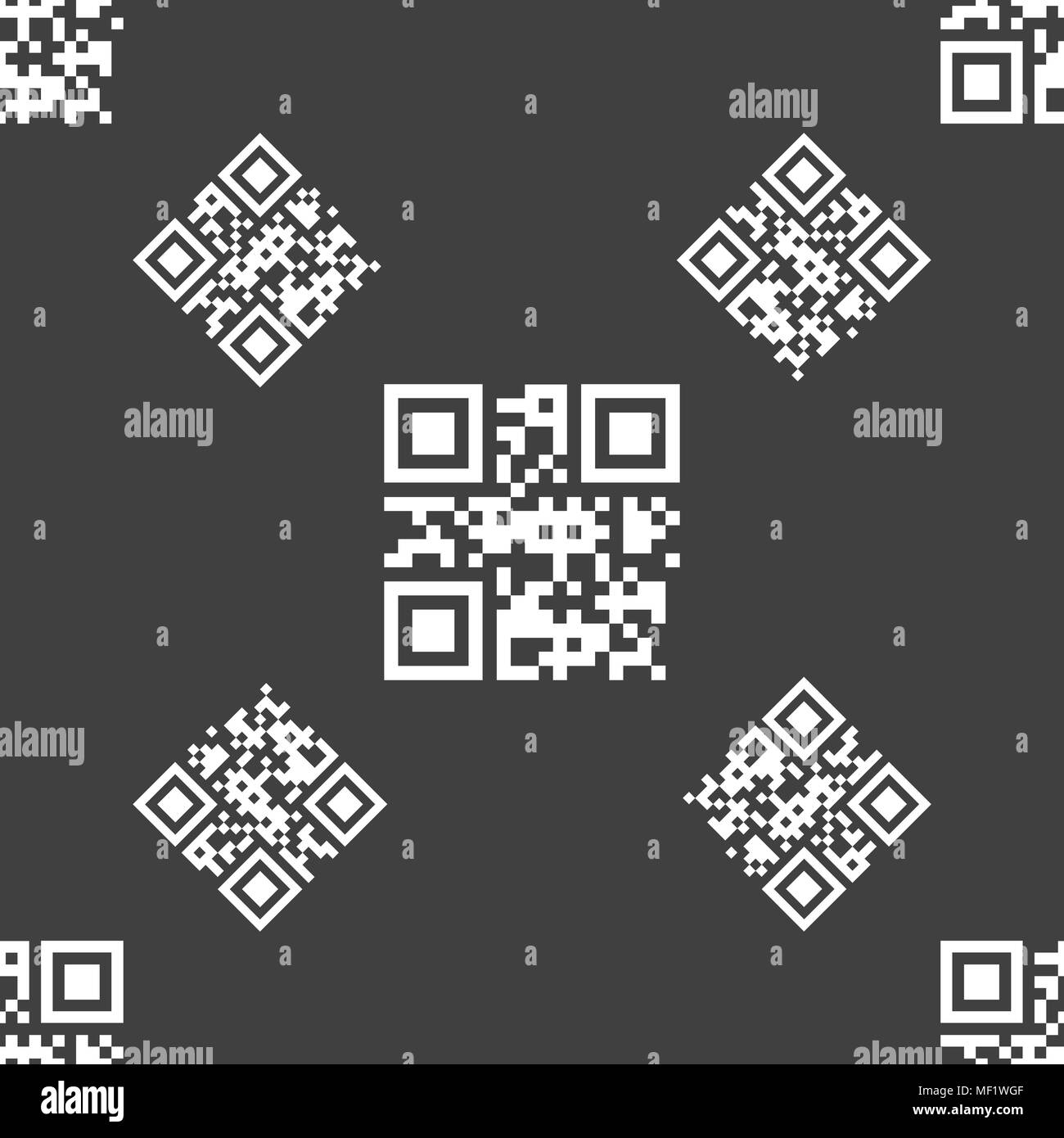 Qr code icon sign. Seamless pattern on a gray background. Vector ...