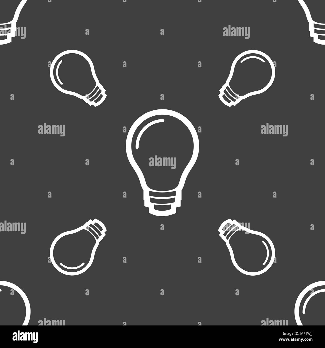Light bulb icon sign. Seamless pattern on a gray background. Vector ...
