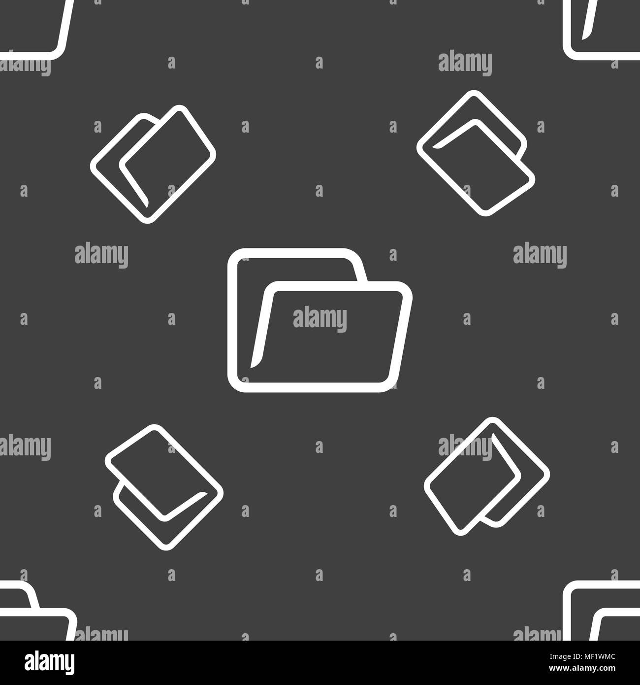 Folder icon sign. Seamless pattern on a gray background. Vector ...