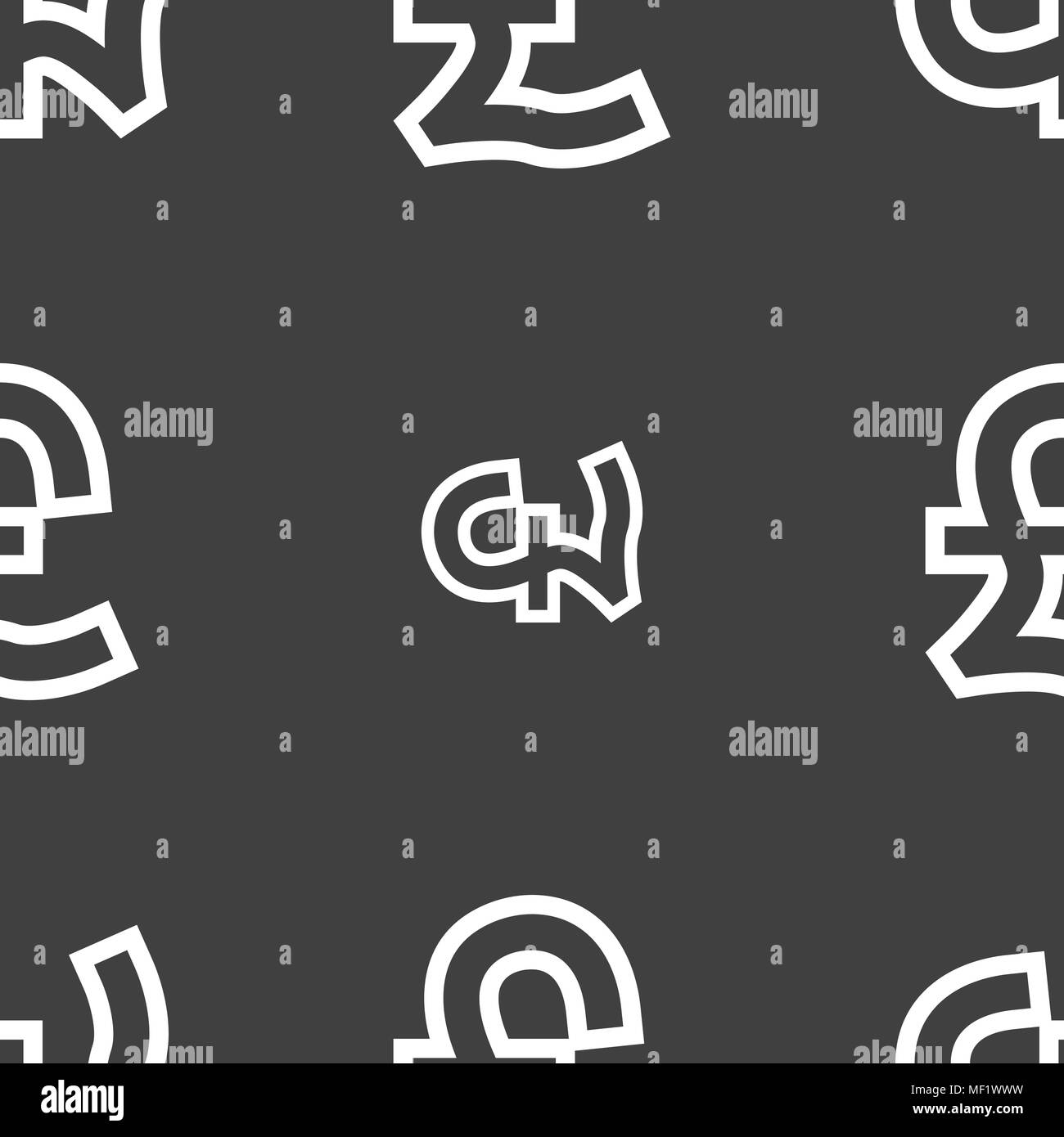 Pound Sterling icon sign. Seamless pattern on a gray background. Vector ...