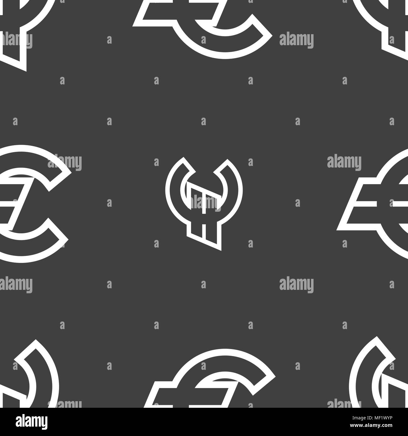 Euro EUR icon sign. Seamless pattern on a gray background. Vector ...