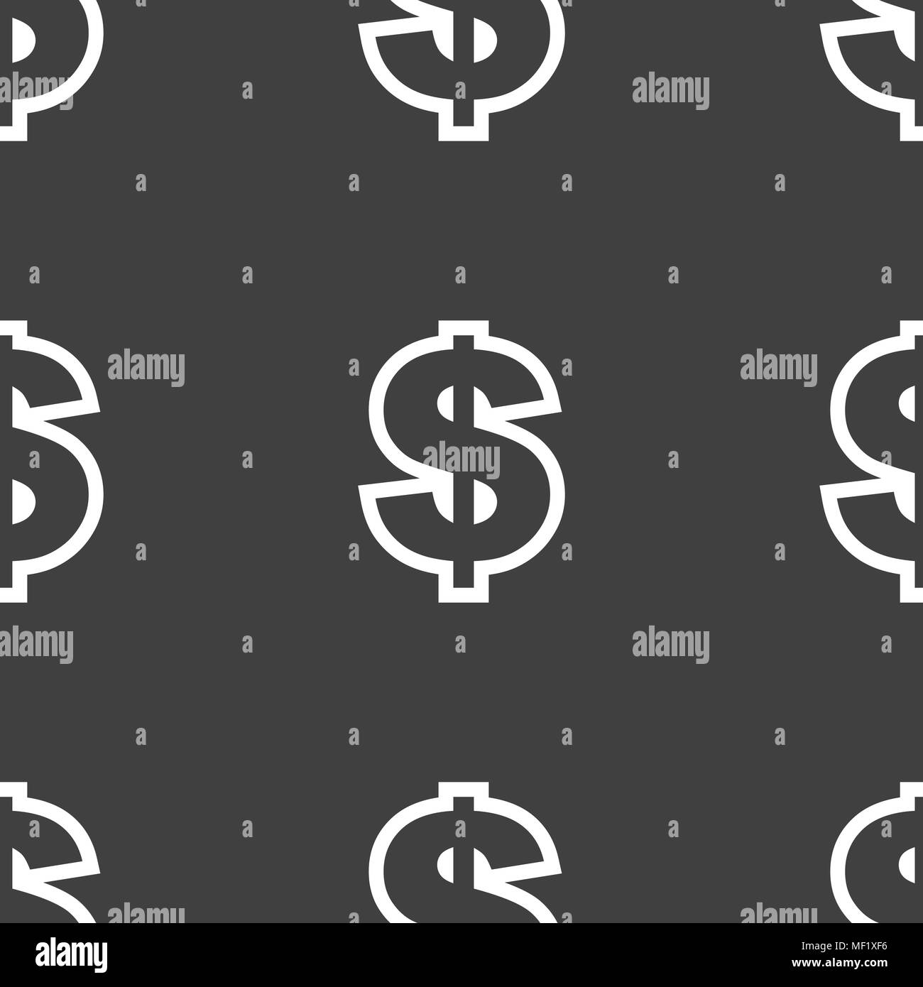 Dollar icon sign. Seamless pattern on a gray background. Vector ...