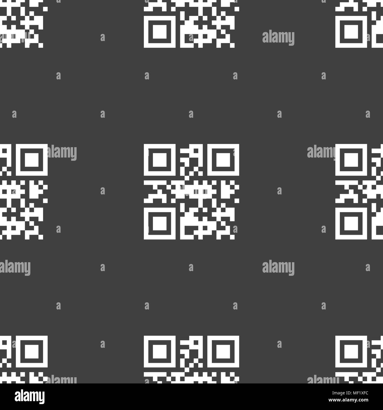 Qr code icon sign. Seamless pattern on a gray background. Vector ...