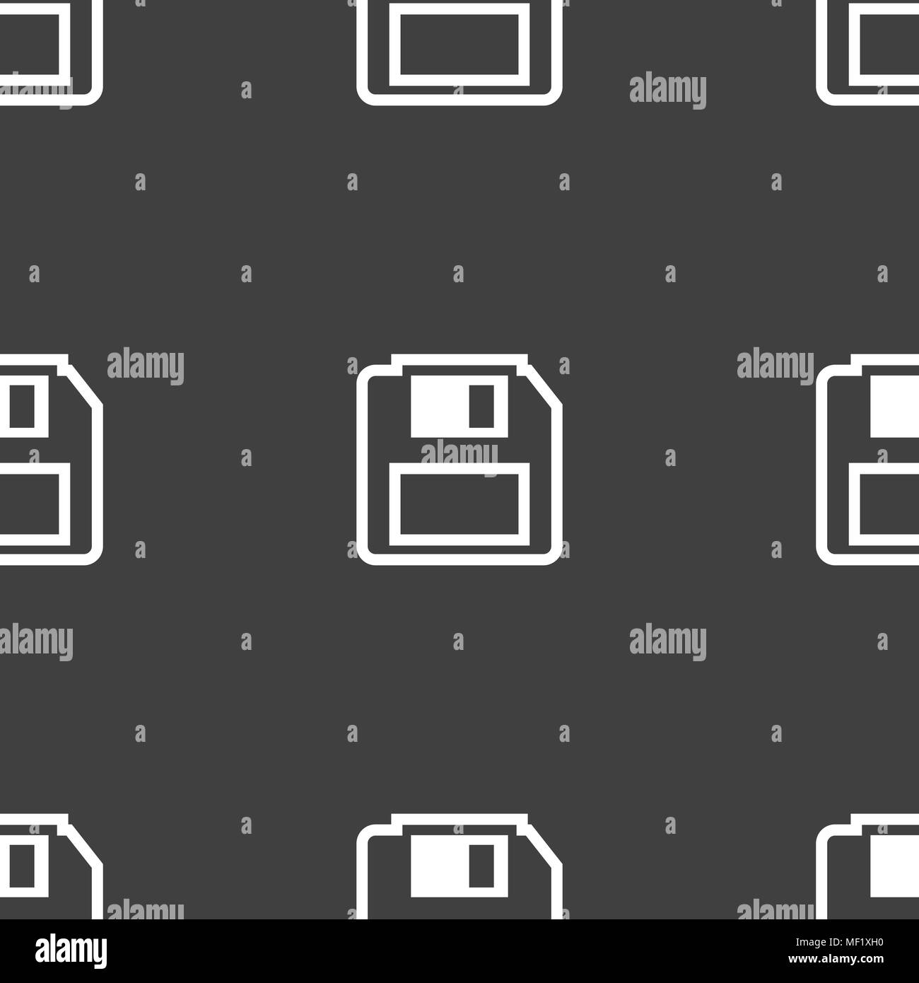 floppy disk icon sign. Seamless pattern on a gray background. Vector ...