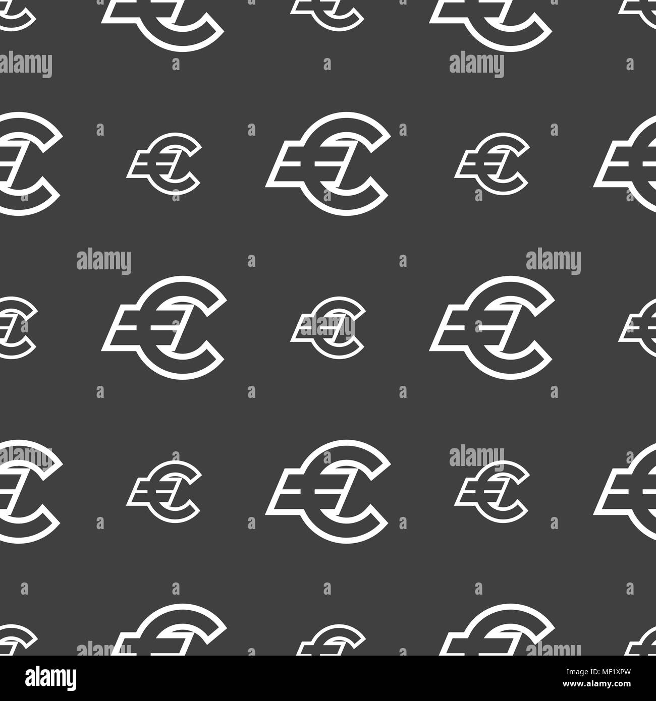 Euro EUR icon sign. Seamless pattern on a gray background. Vector ...
