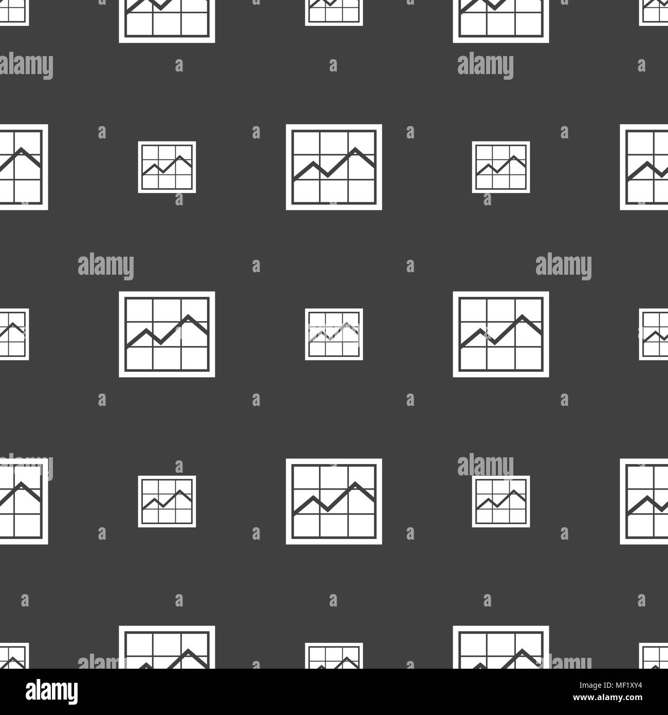 Chart icon sign. Seamless pattern on a gray background. Vector ...