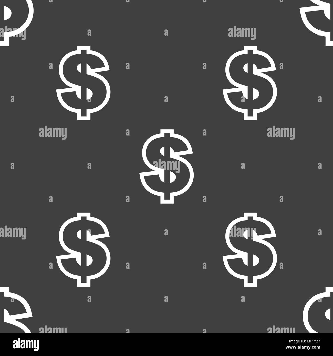 Dollar icon sign. Seamless pattern on a gray background. Vector ...