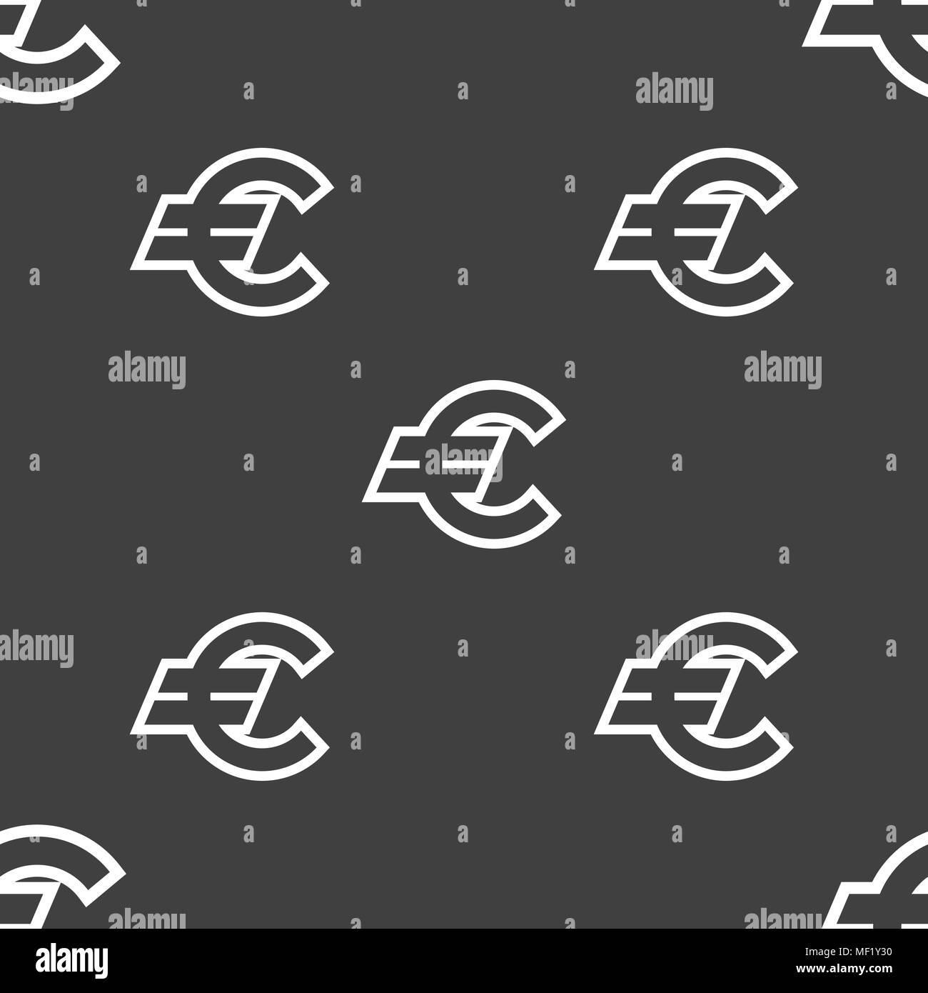 Euro EUR icon sign. Seamless pattern on a gray background. Vector ...