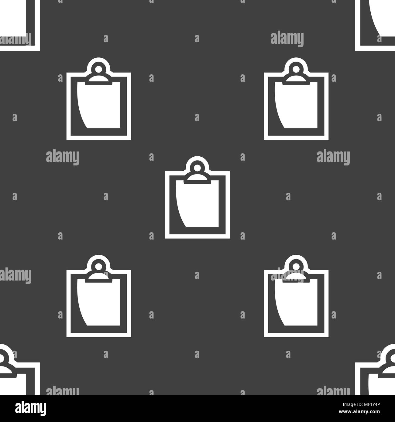 sheet of paper icon sign. Seamless pattern on a gray background. Vector ...