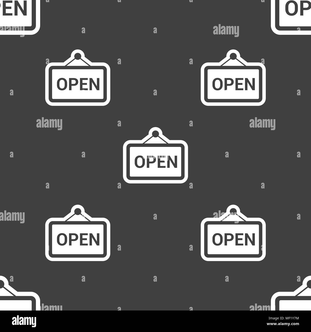 open icon sign. Seamless pattern on a gray background. Vector ...