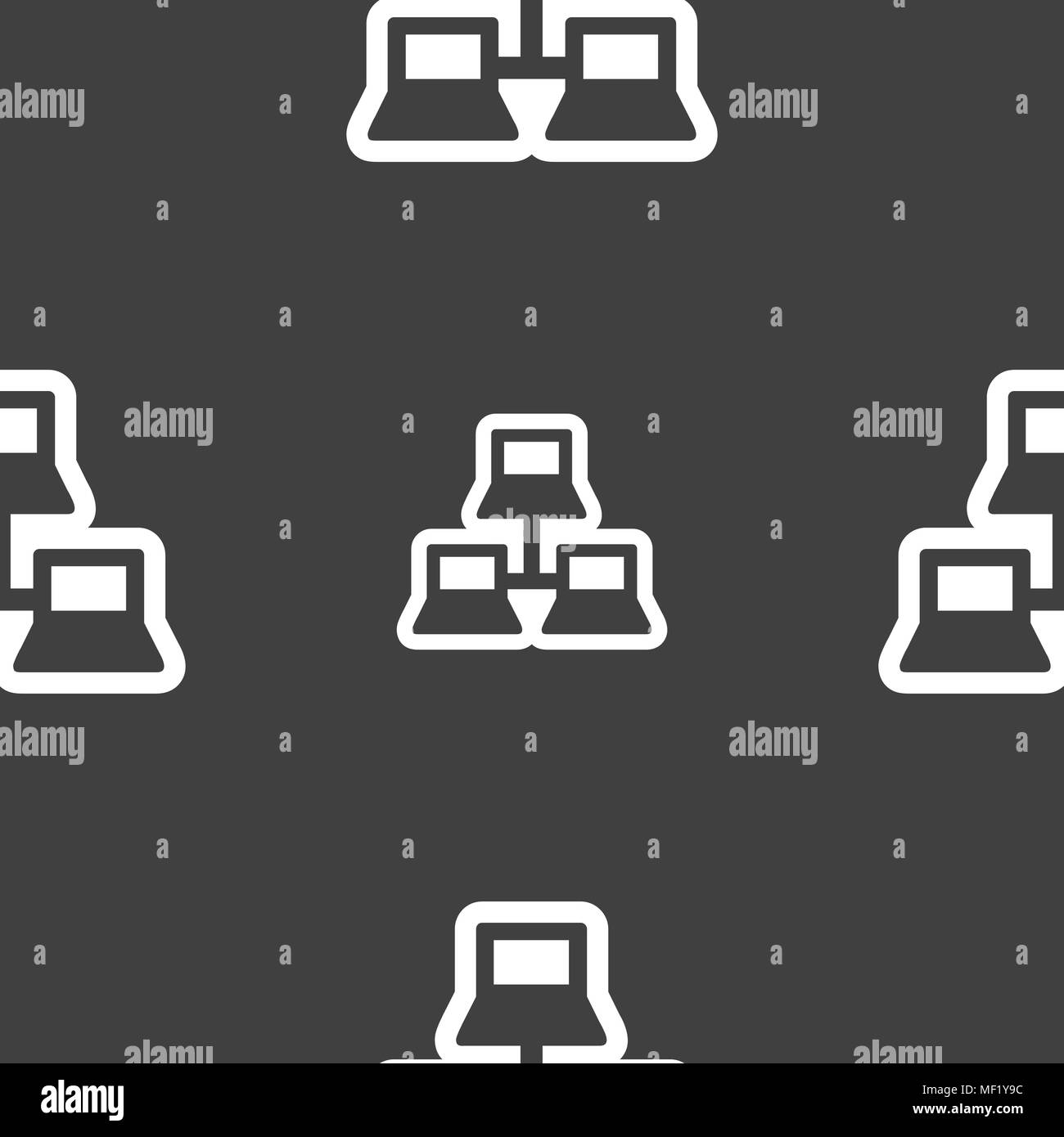 local area network icon sign. Seamless pattern on a gray background ...